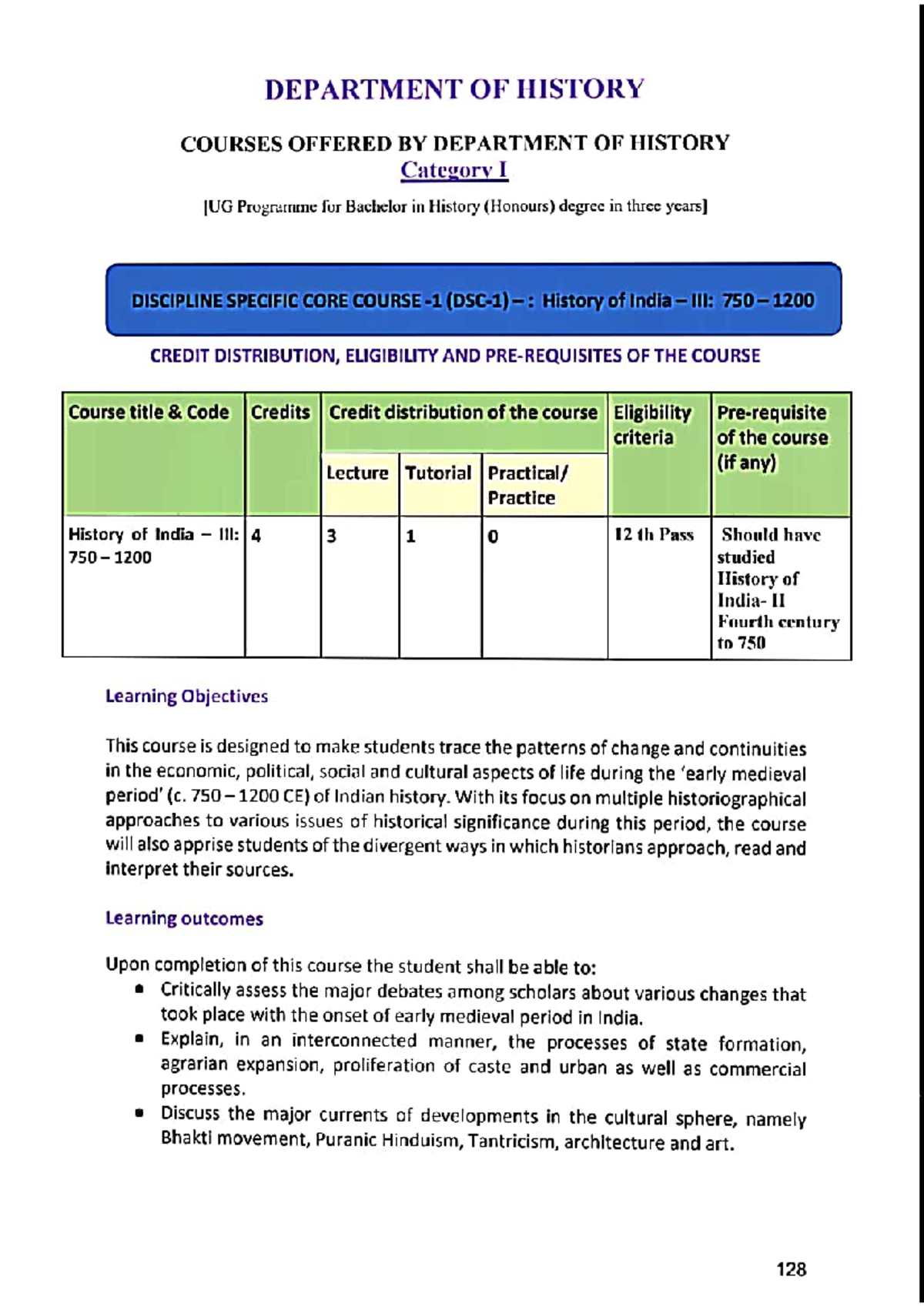 History (hons) syllabus - 3rd SEM - DEPARTMENT OF HISTORY COURSES ...