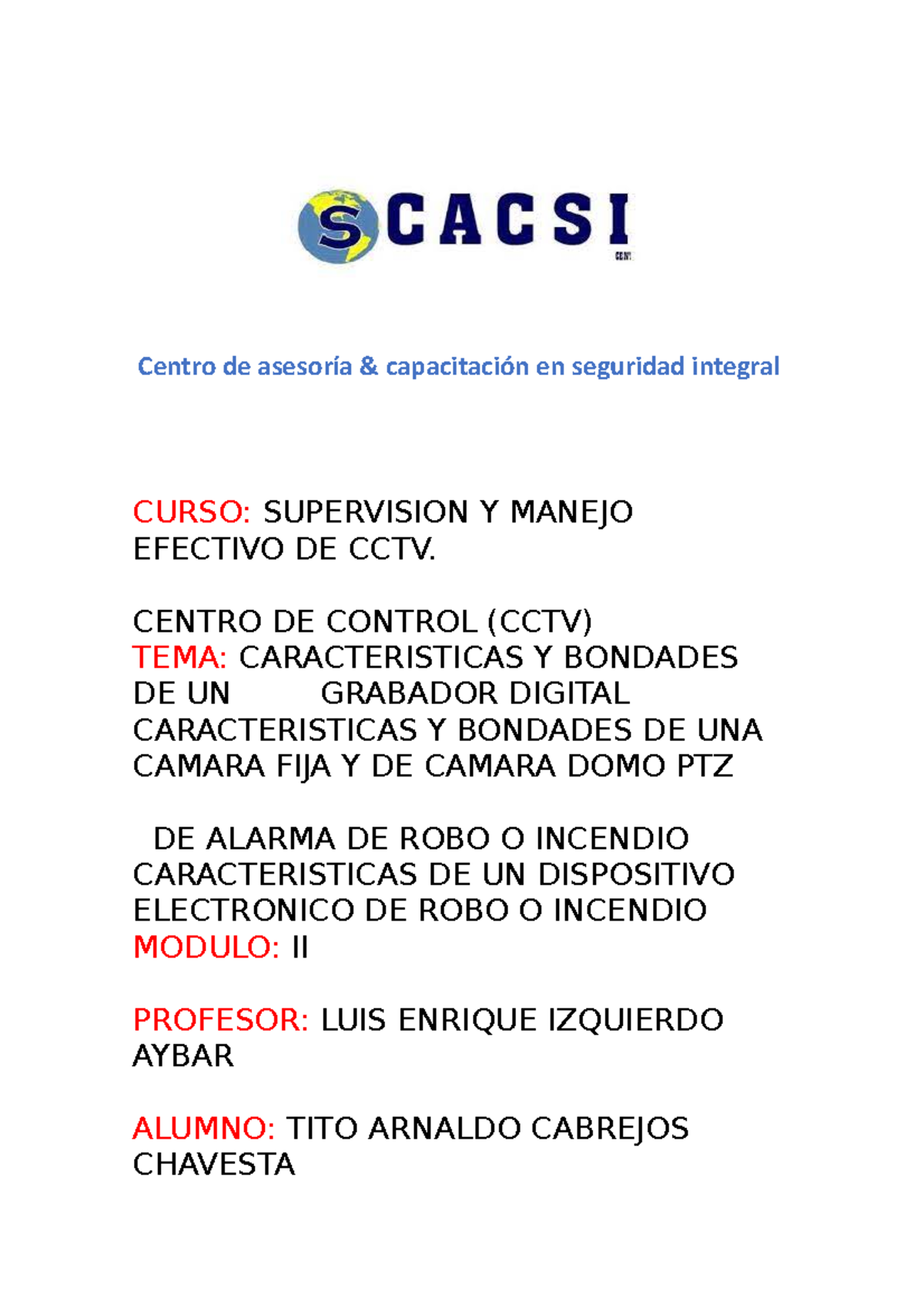 Trabajo del 2 modulo Cacsi trabajo terminado - Centro de asesoría ...