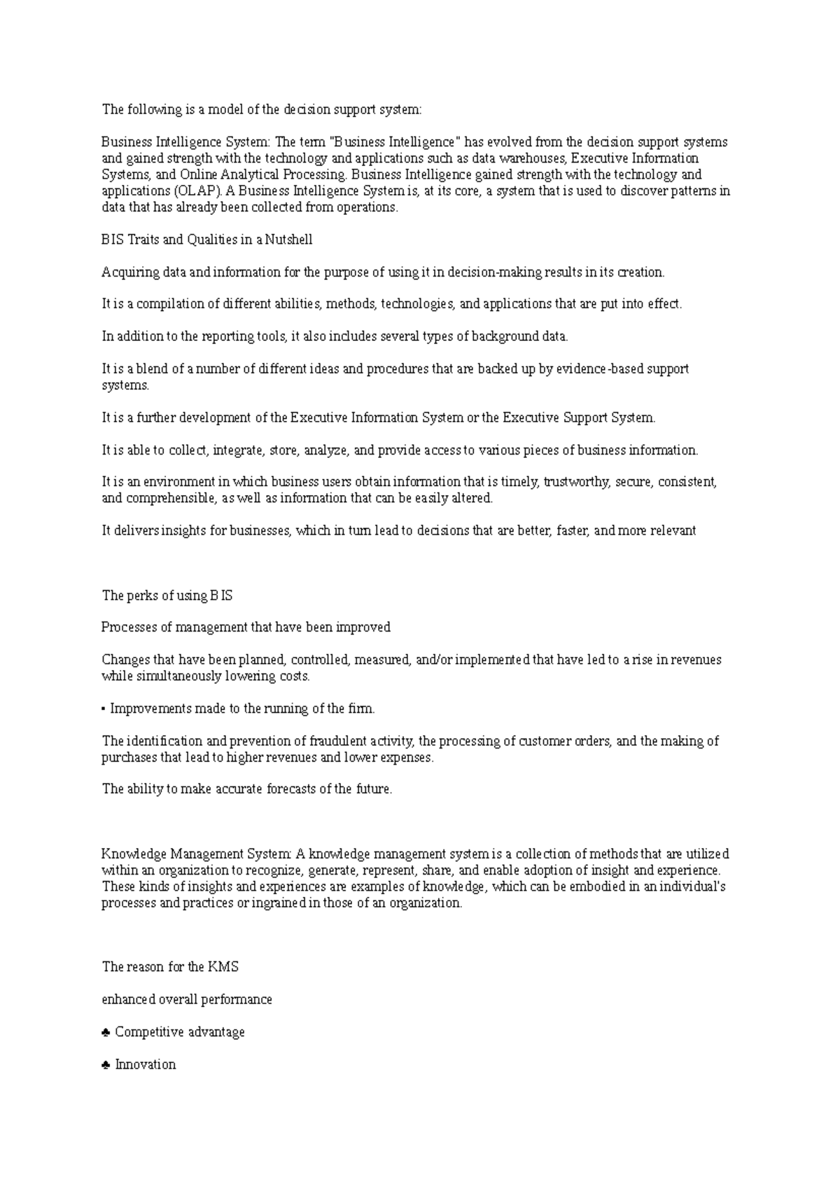 Model of Decision Support System - The following is a model of the ...