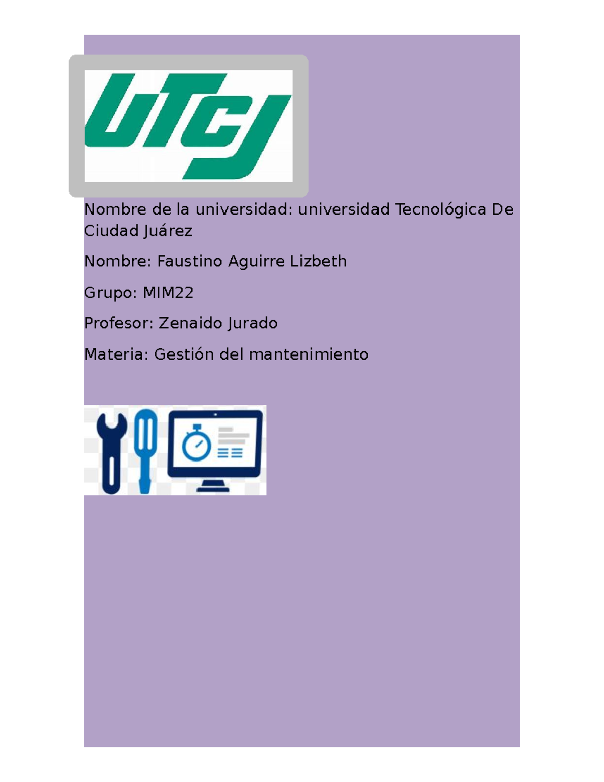 Plan de mantenimiento - copear todo - Nombre de la universidad ...