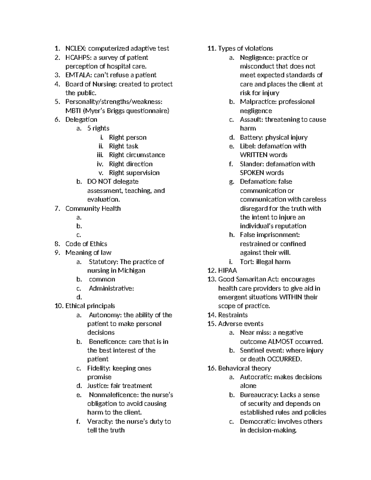 Final Study Guide - NCLEX: computerized adaptive test HCAHPS: a survey ...