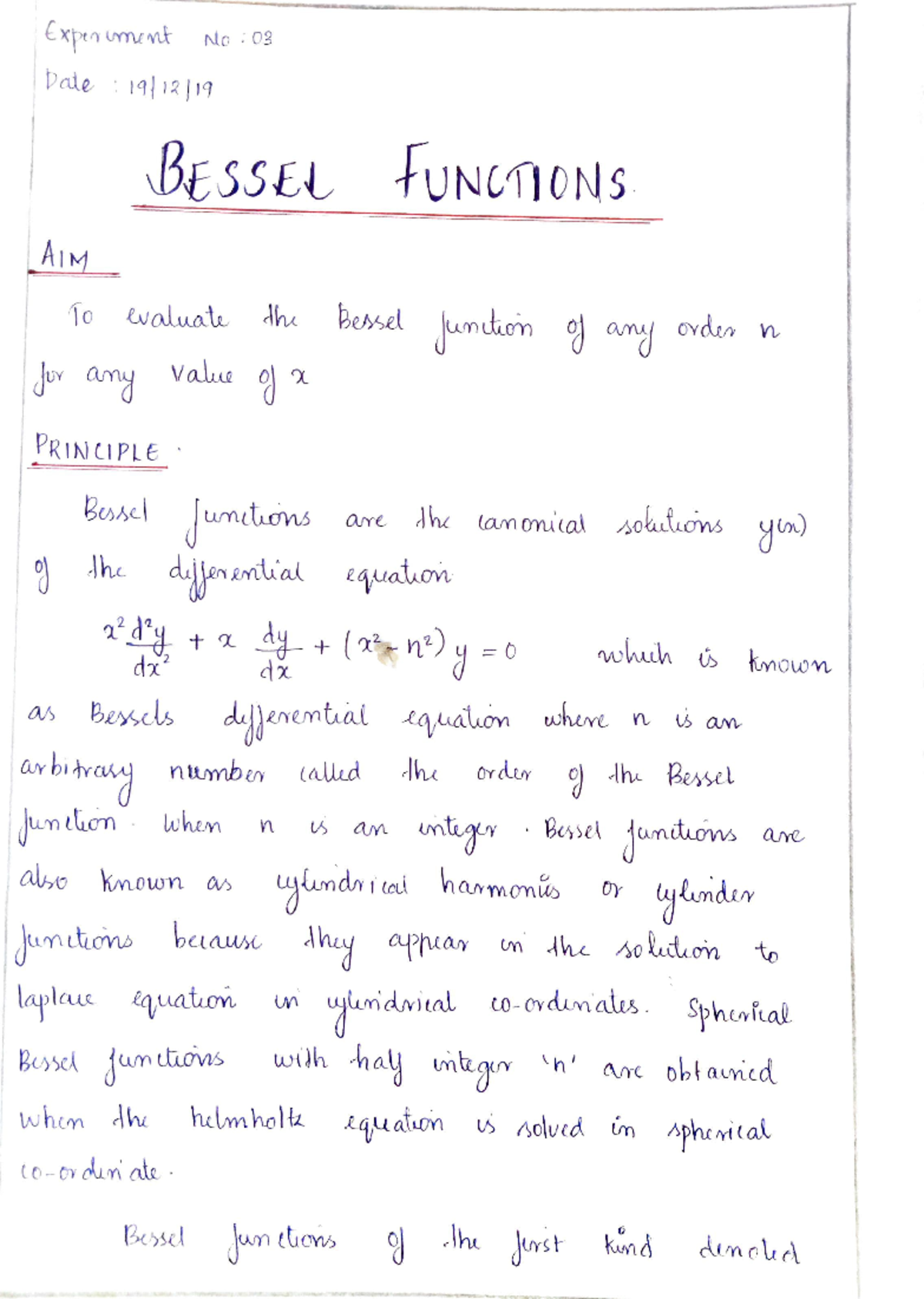 Bessel function in mathematical physics - Computational Physics - Studocu