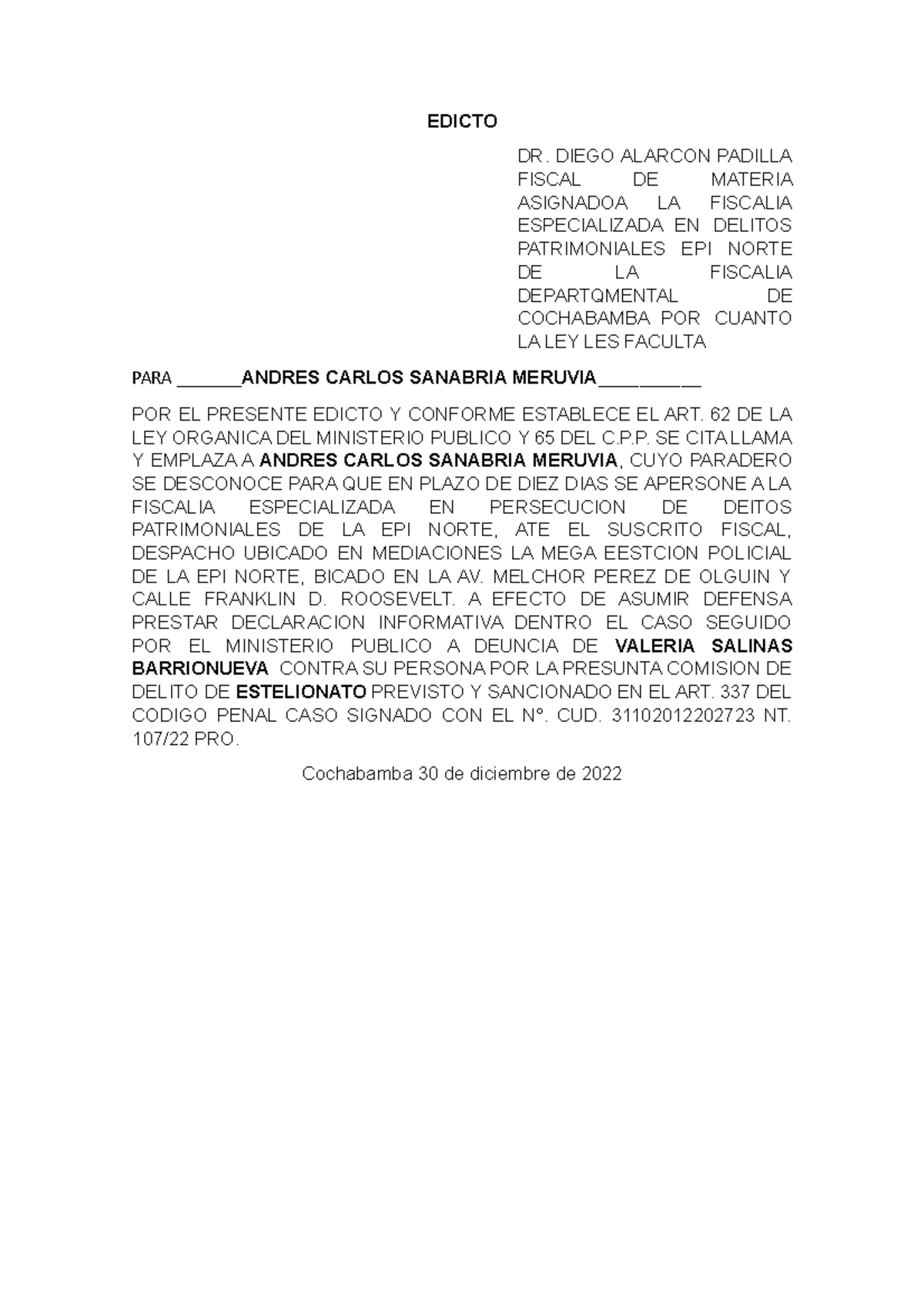 Edicto - apuntes concretos - EDICTO DR. DIEGO ALARCON PADILLA FISCAL DE ...