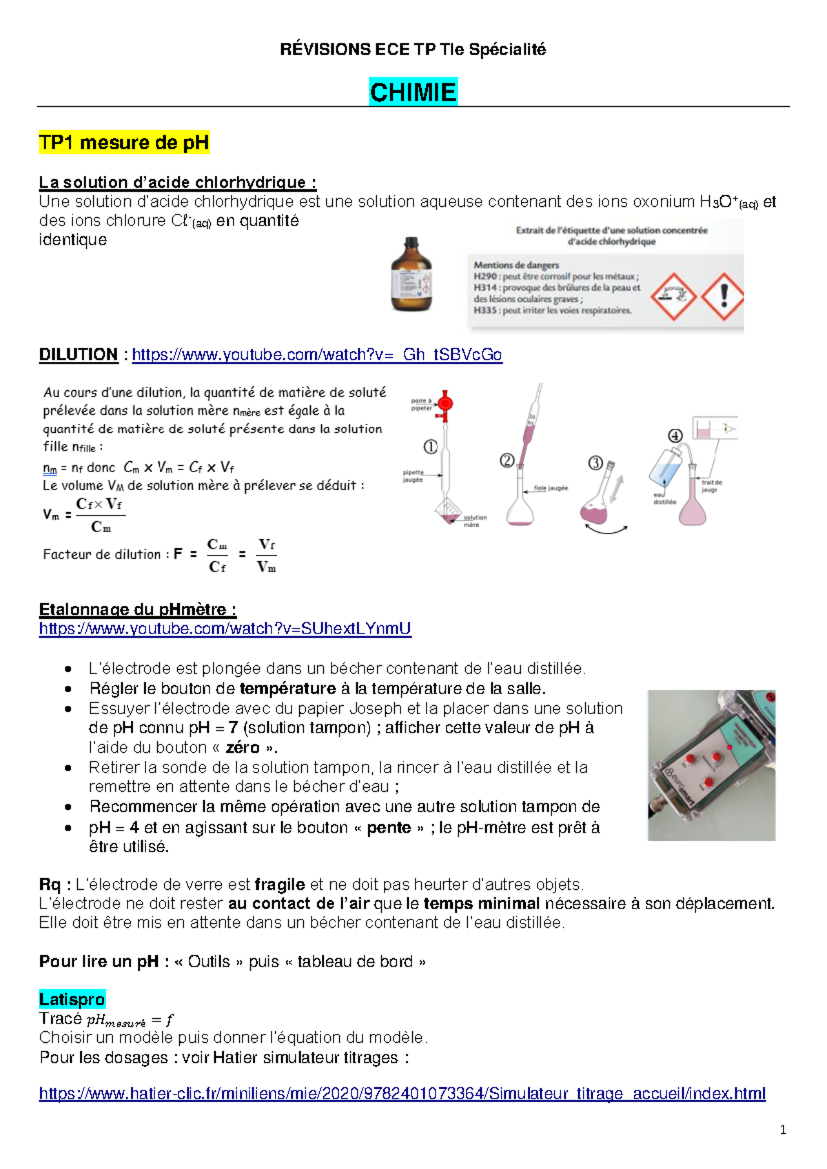 TP Tle Spe a maitriser 2023-2024 - RÉVISIONS ECE TP Tle Spécialité ...