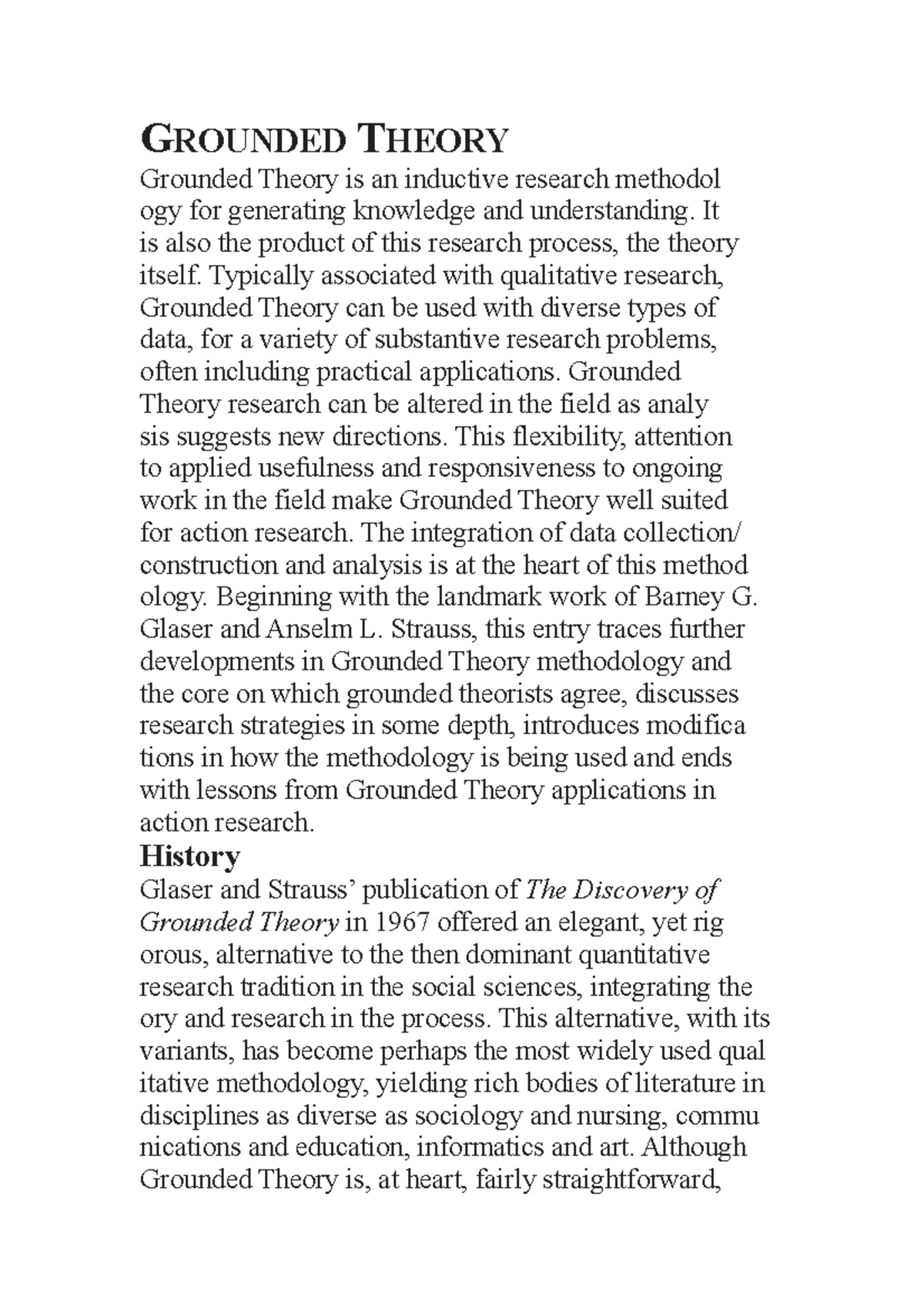 Grounded Theory - GROUNDED THEORY Grounded Theory is an inductive ...