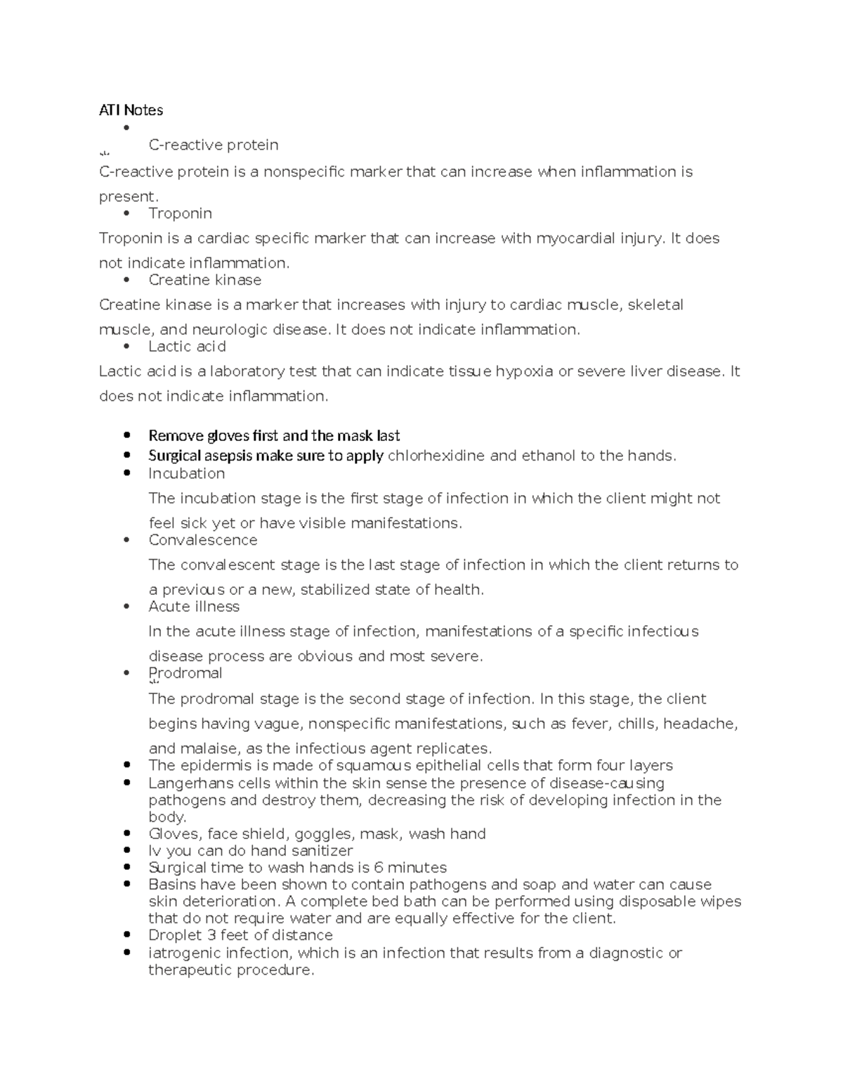 Week 2 ATI notes lecture - ATI Notes MY ANSWER C-reactive protein C ...