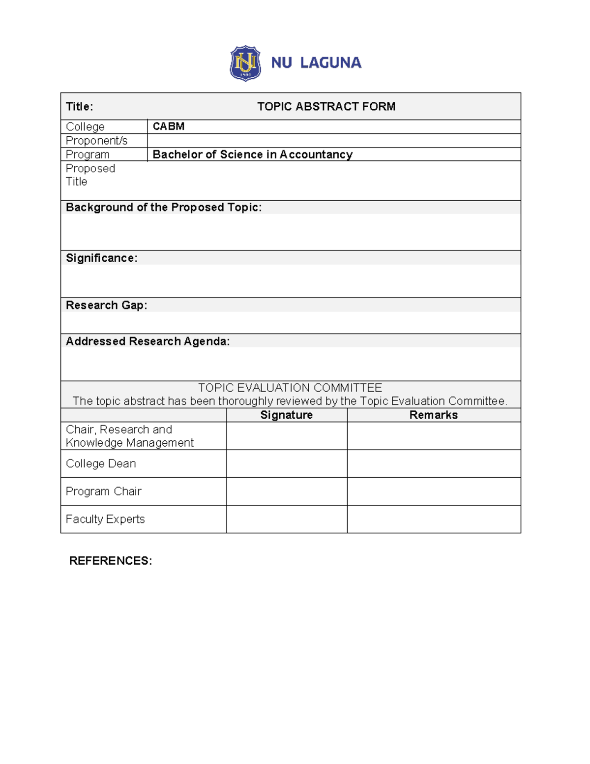 01 Topic Abstract Form - gdsdhyfdbdf - Title: TOPIC ABSTRACT FORM ...