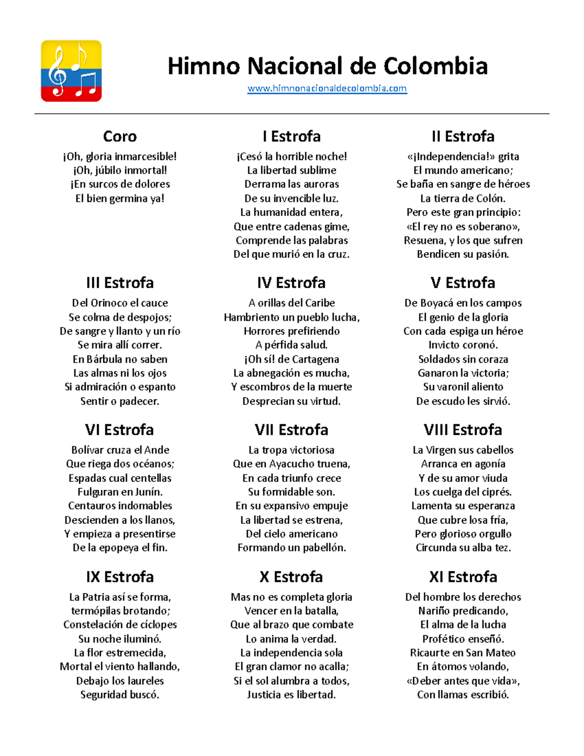 Himno Nacional de Colombia - D. CC Sociales y Experimentales (Didáct ...