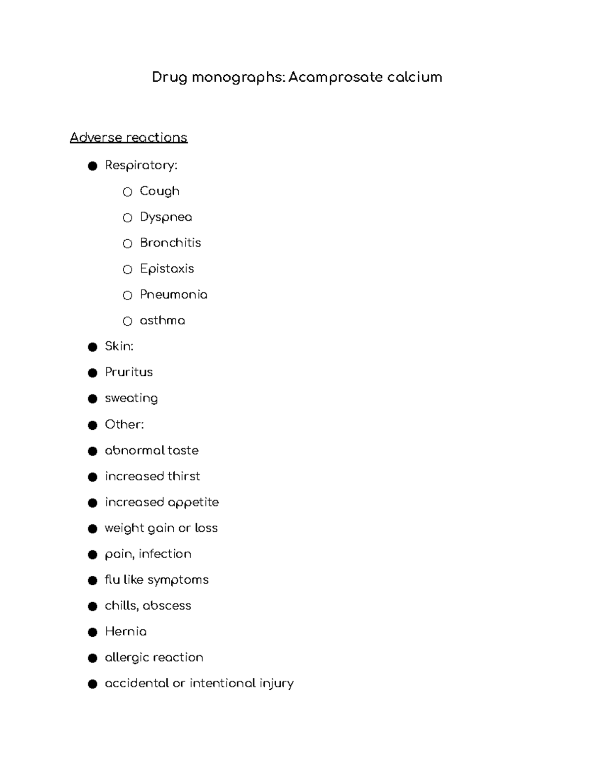 Drug monographs Acamprosate Calcium - Drug monographs: Acamprosate ...