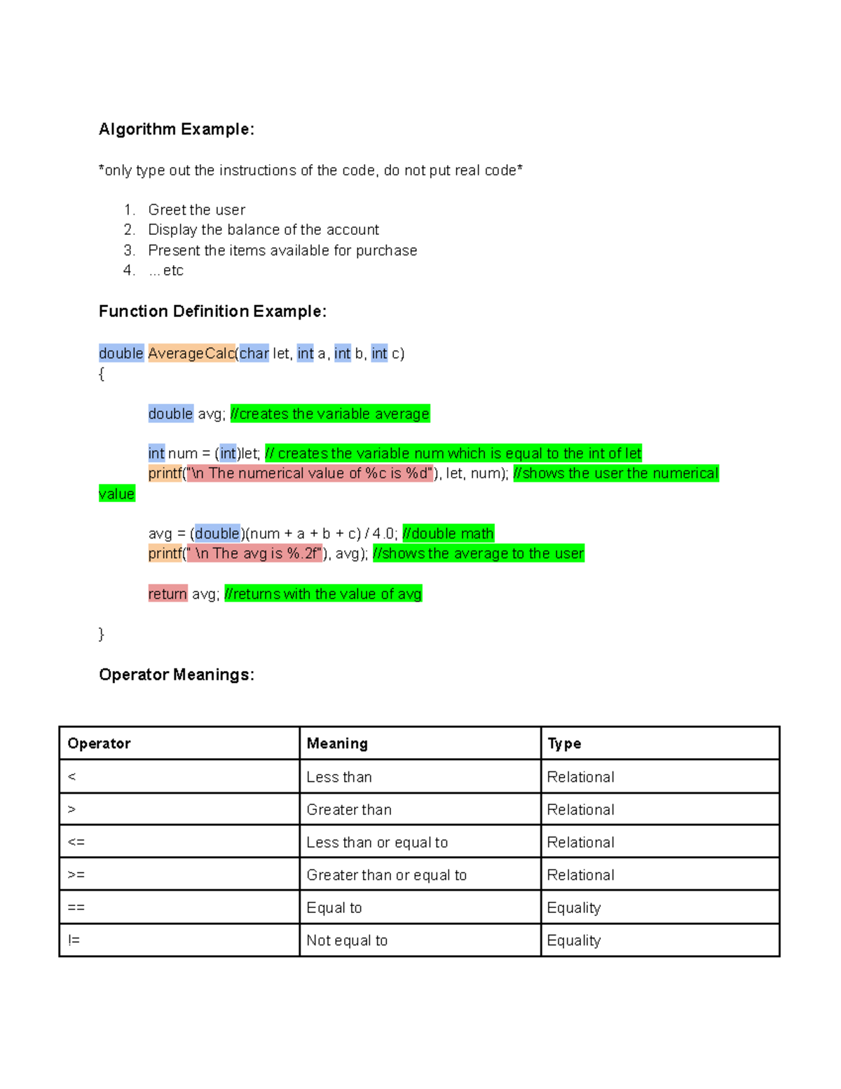 Week 3 COP 2220 - Algorithm Example: only type out the instructions of the code, do not put real ...