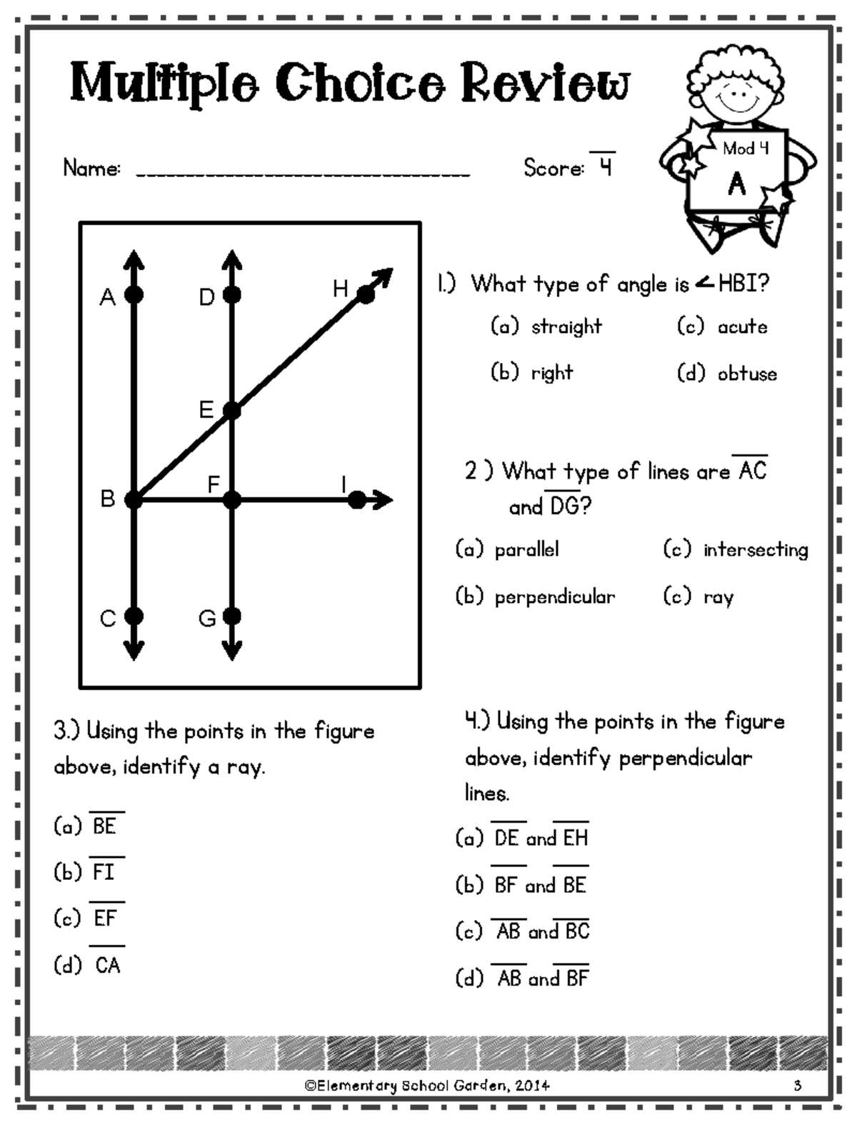 Black & white printables 4 copy - Multiple Choice Review ####### Mod 4 ...
