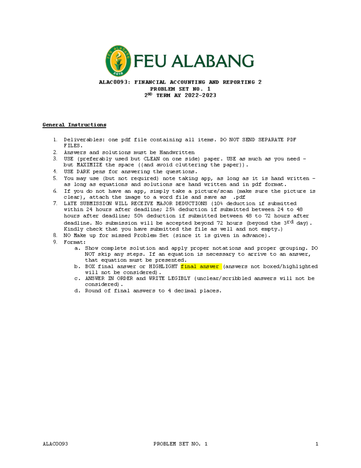 Accounting Partnership Problems - ALAC0093: FINANCIAL ACCOUNTING AND ...