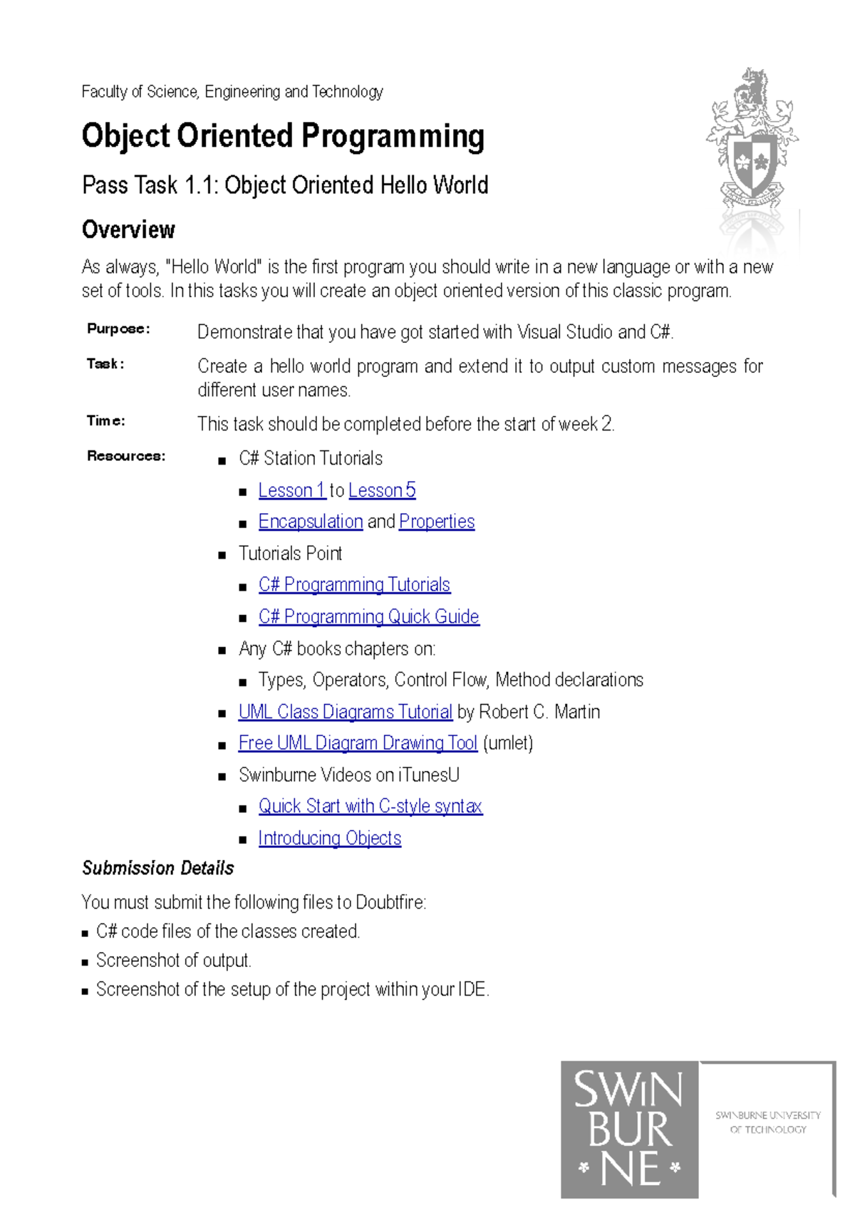 1.1P - Programming exercise - Faculty of Science, Engineering and ...
