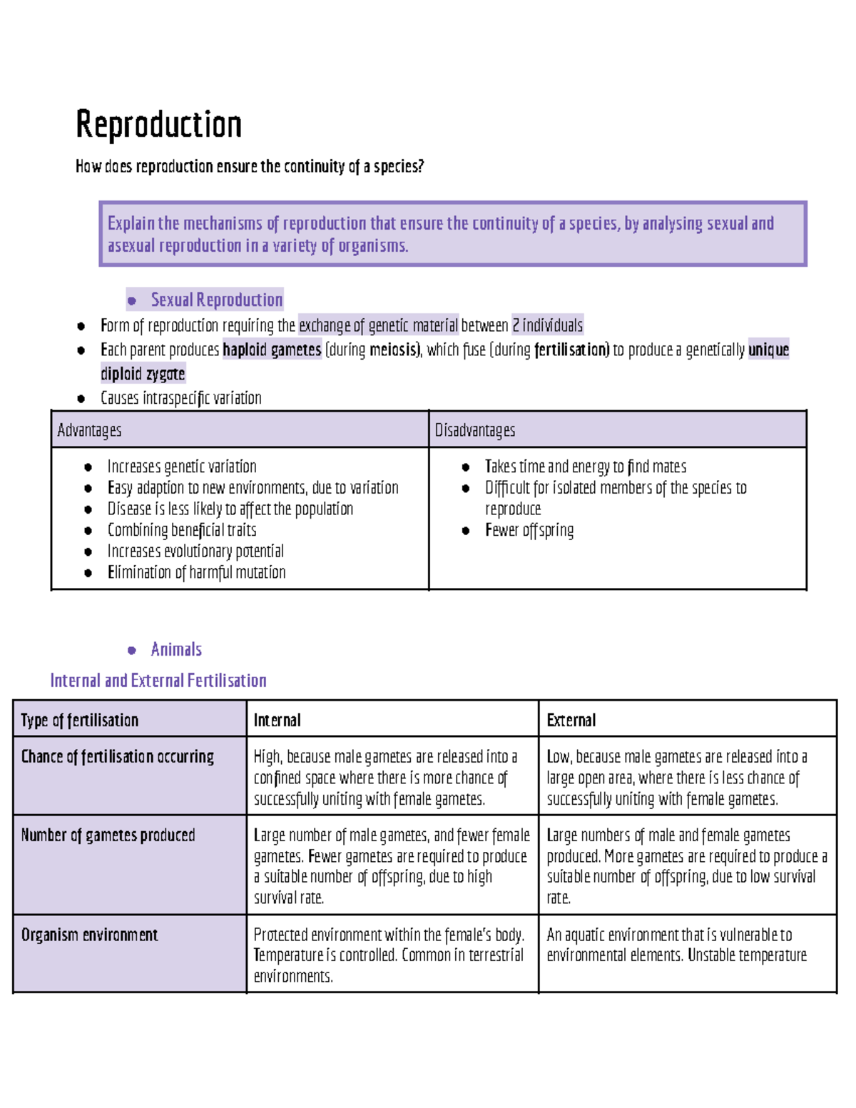 Bio Module 5 - Reproduction How does reproduction ensure the continuity ...