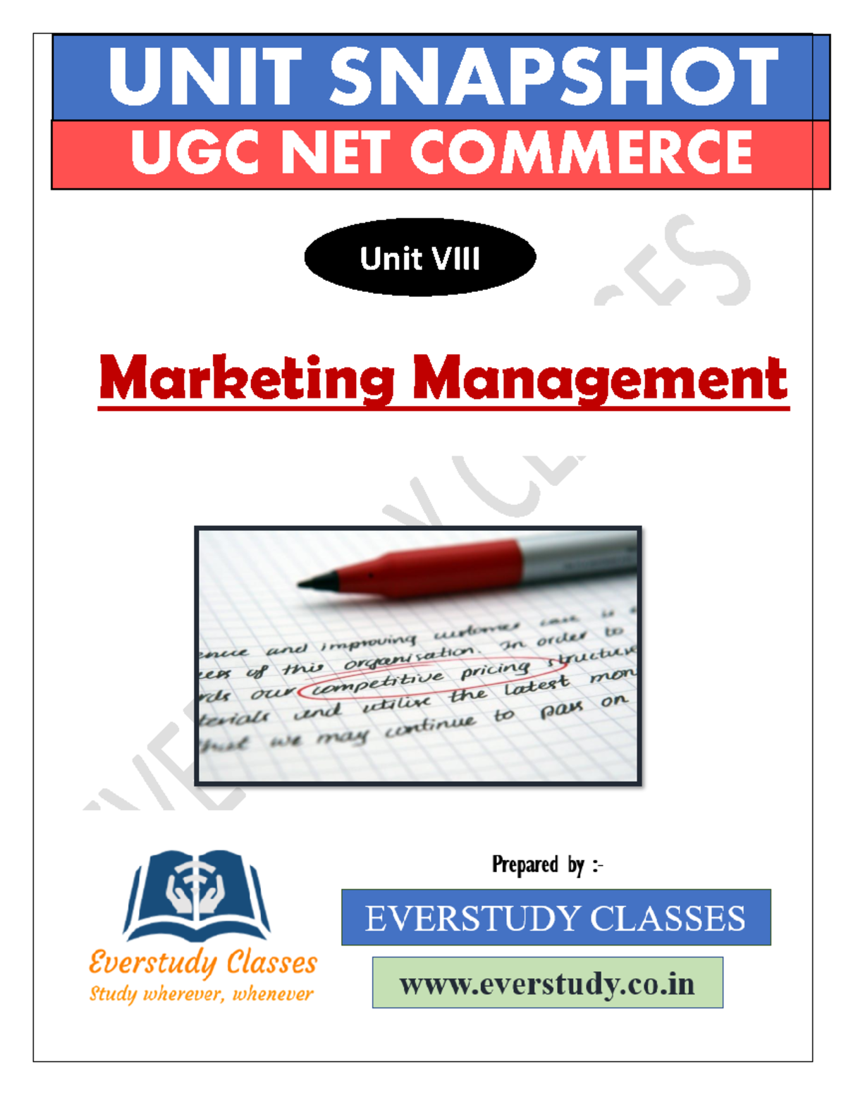 Marketing Management - use - UNIT SNAPSHOT UGC NET COMMERCE Unit VIII ...