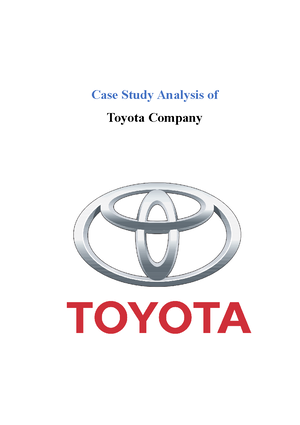 Case Study Analysis on Toyota Corporation - Case Study Analysis of ...
