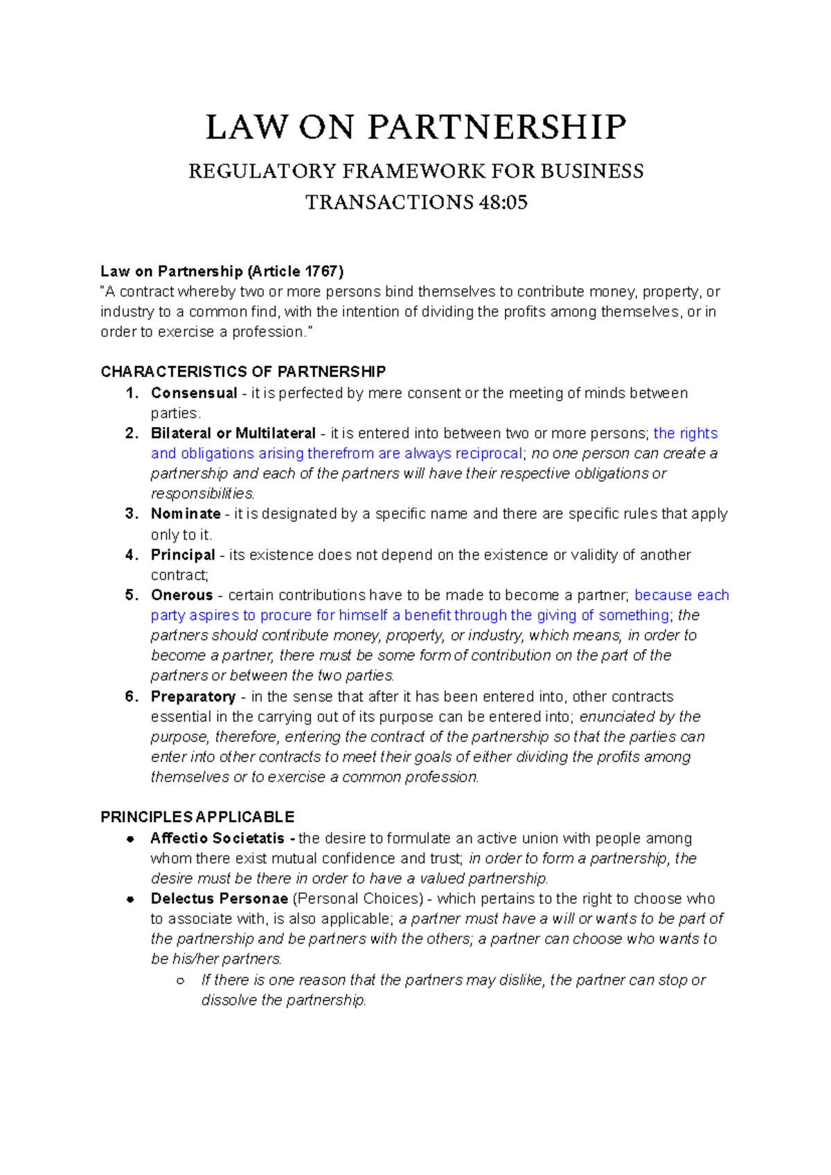 LAW ON Partnership - MR. MARTINO DIMAANO - LAW ON PARTNERSHIP ...