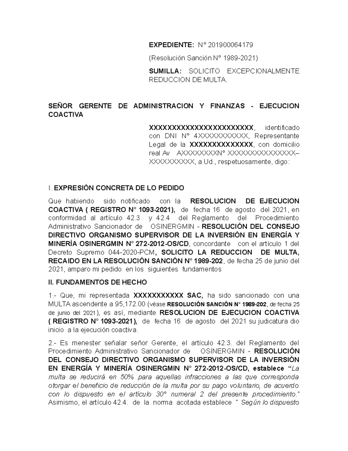 Reddduccion DE Multa - EXPEDIENTE: N° 201900064179 (Resolución Sanción ...