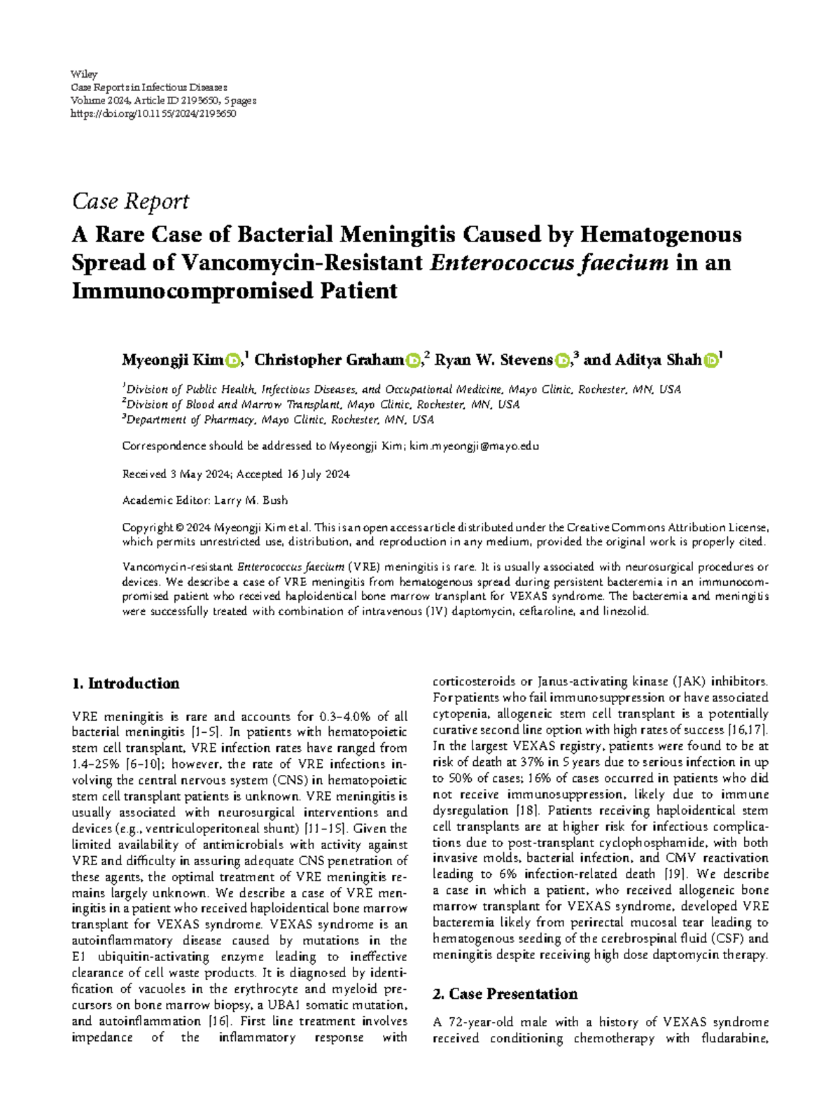 A Rare Case of Bacterial Meningitis Caused by Hema - Case Report A Rare Case of Bacterial ...