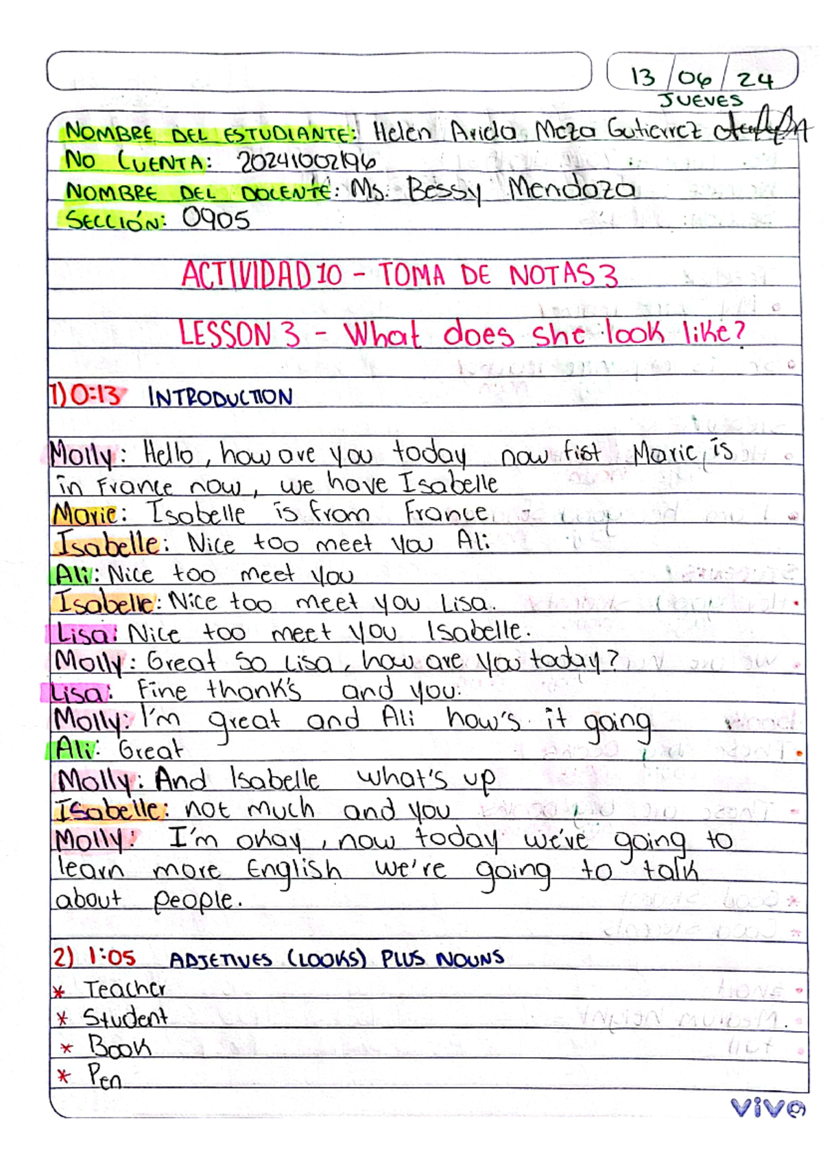 Meza Helen U1T3a10 - JUEVES NOMBRE DEL ESTUDIANTE: Helen Arida Meza ...