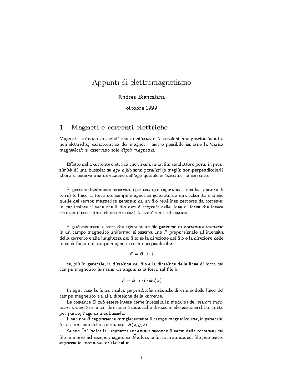 Elmagn-1 - asdgh - Appunti di elettromagnetismo Andrea Biancalana ...