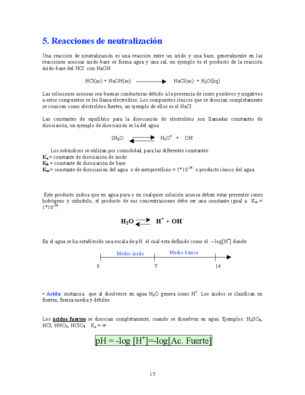 Quimica neutralización - 5. Reacciones de neutralización Una reacción ...