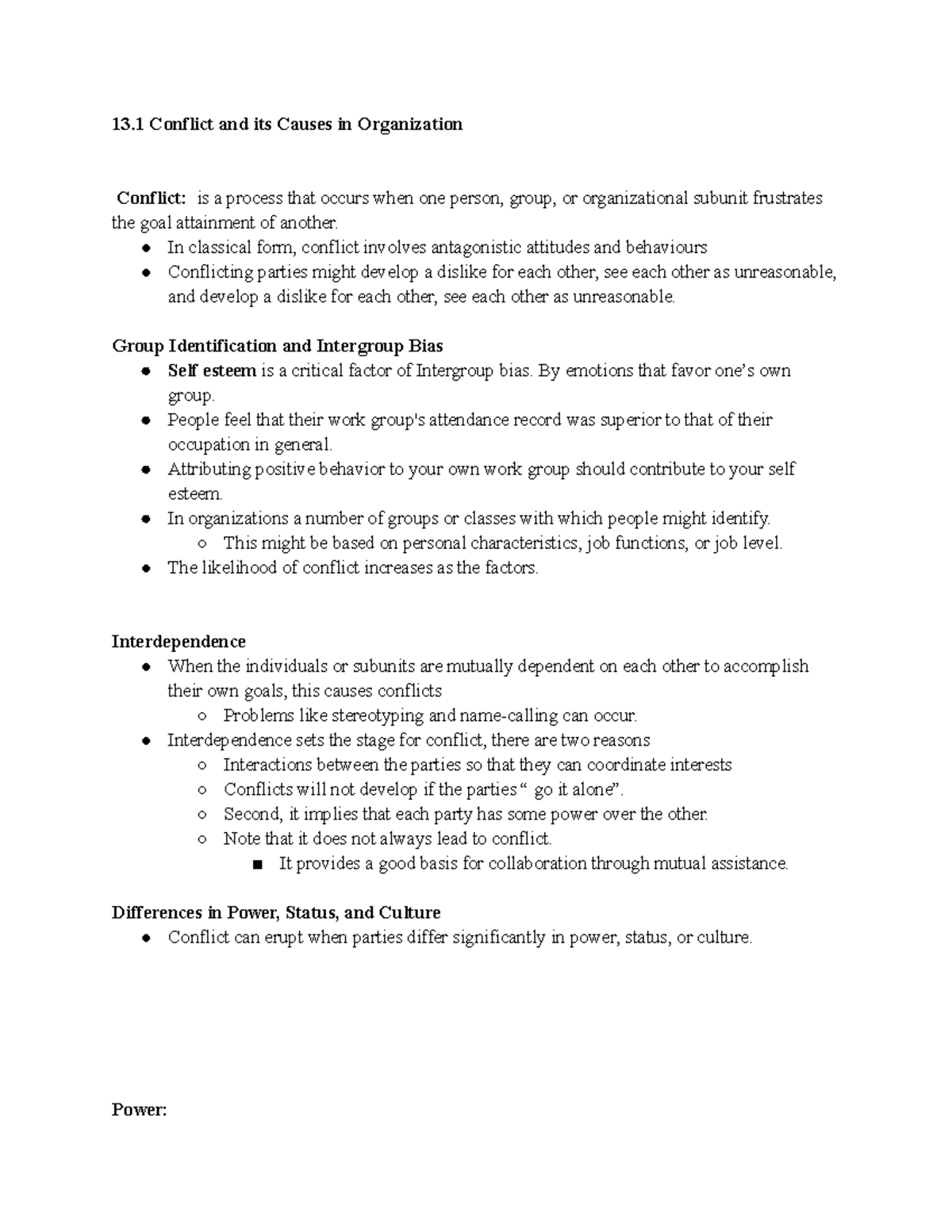 Chapter 13 Conflict and its Causes in Organization - 13 Conflict and ...
