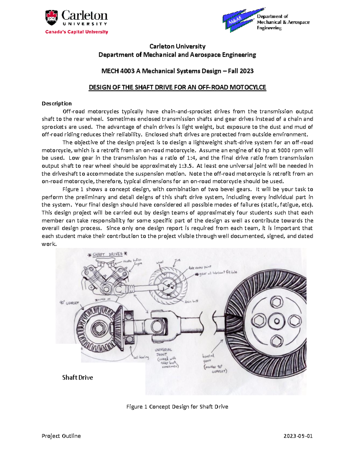 Project outline MECH 4003 F23 - Project Outline 2023 - 09 - 01 Carleton ...