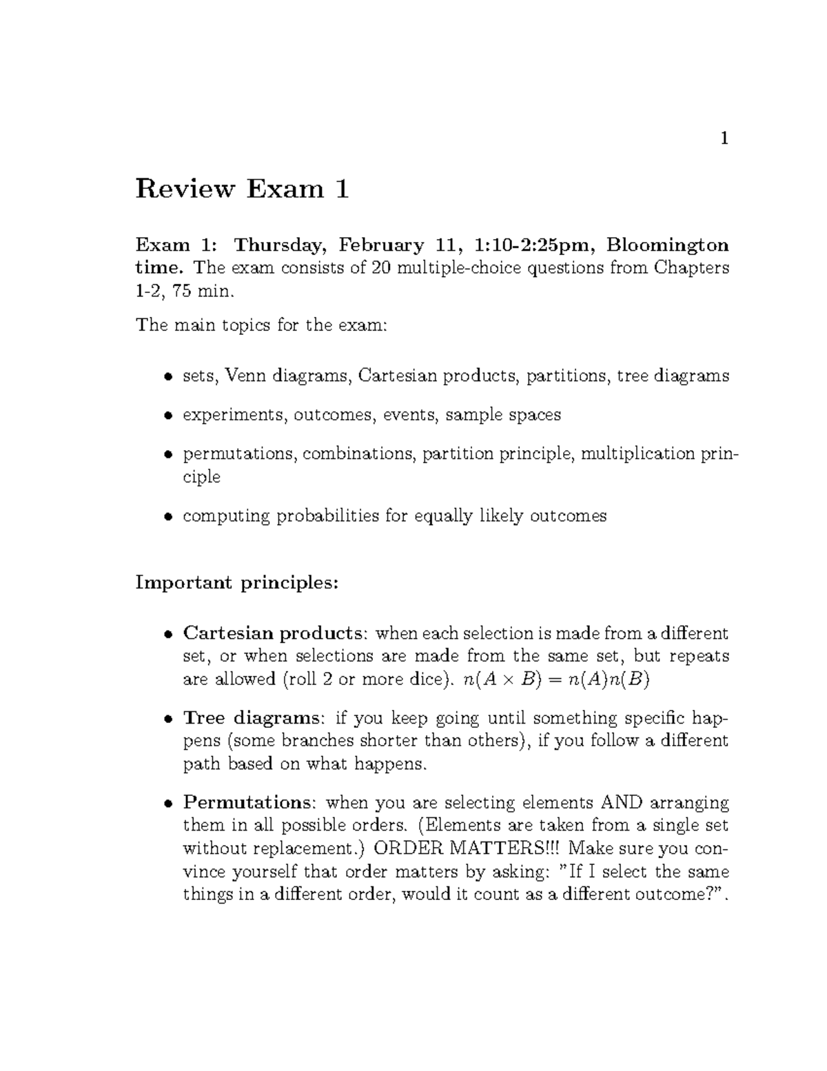 Week 4-Review Exam 1-filled_in.pdf - Review Exam 1 Exam 1: Thursday ...