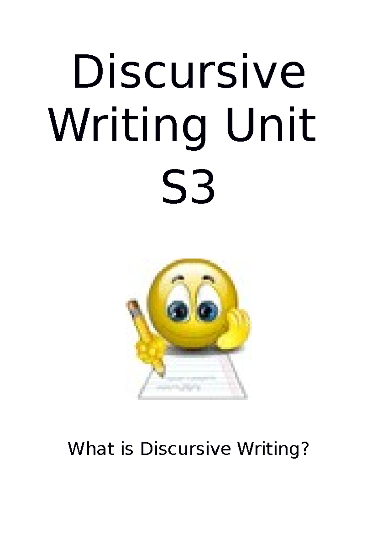 How to write a discursive essay - Discursive Writing Unit S What is ...