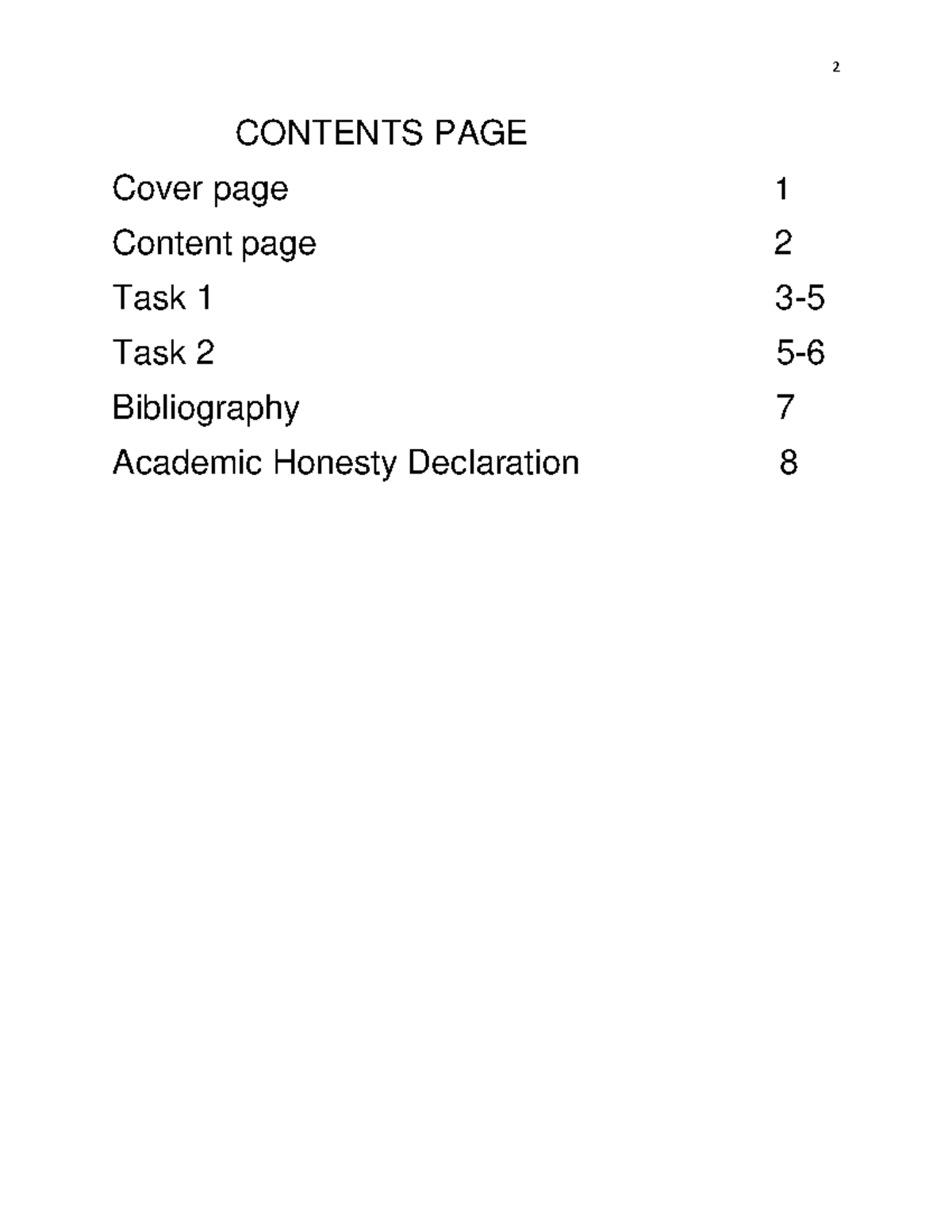 Assesment 02 - CONTENTS PAGE Cover page Content page Task 1 3- Task 2 5 ...