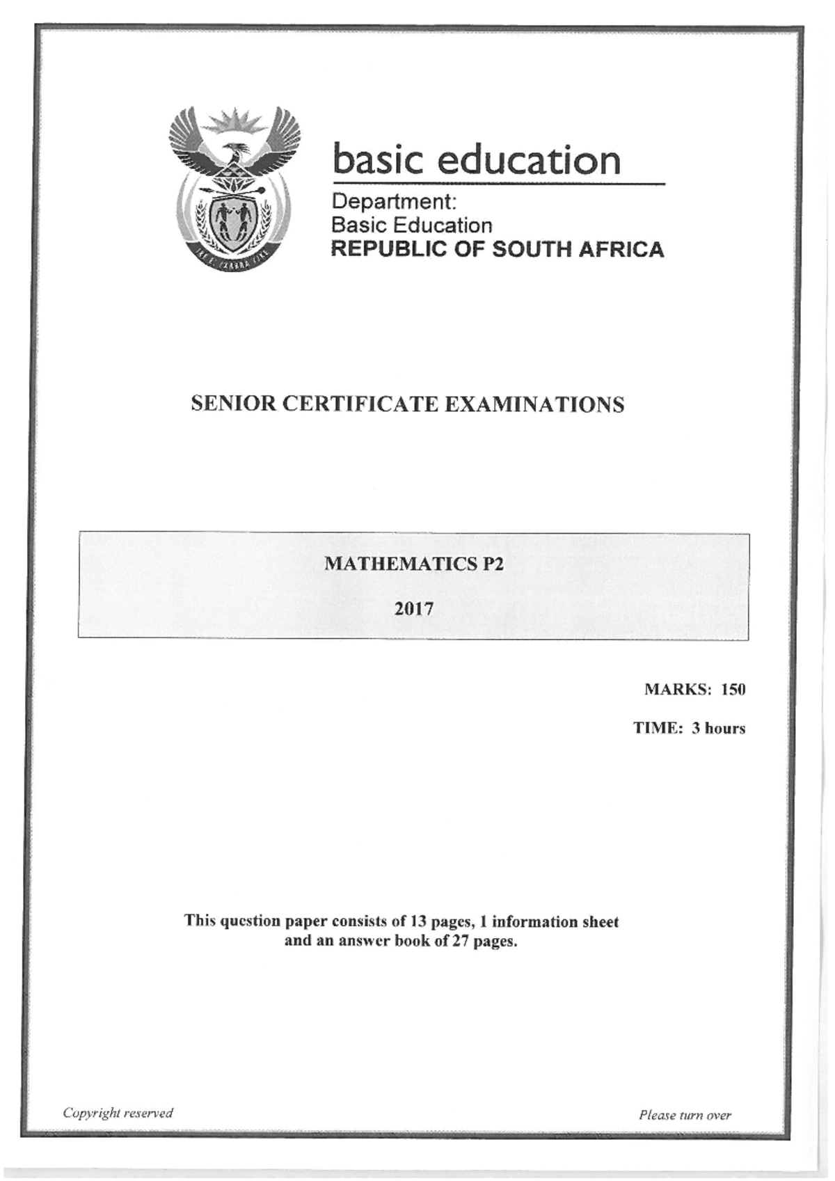 Mathematics P2 May-June 2017 Eng - Studocu