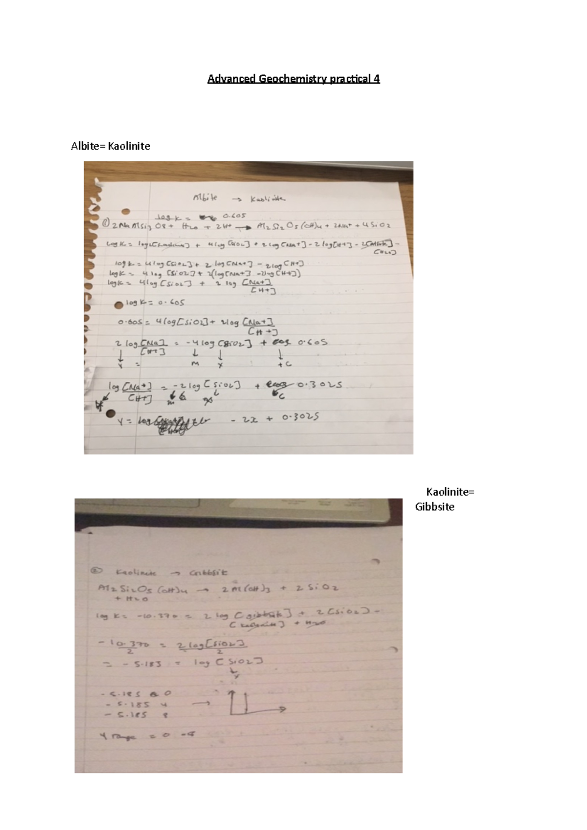 Advanced Geochemistry practical 4 - Before rainwater reacts, the ...
