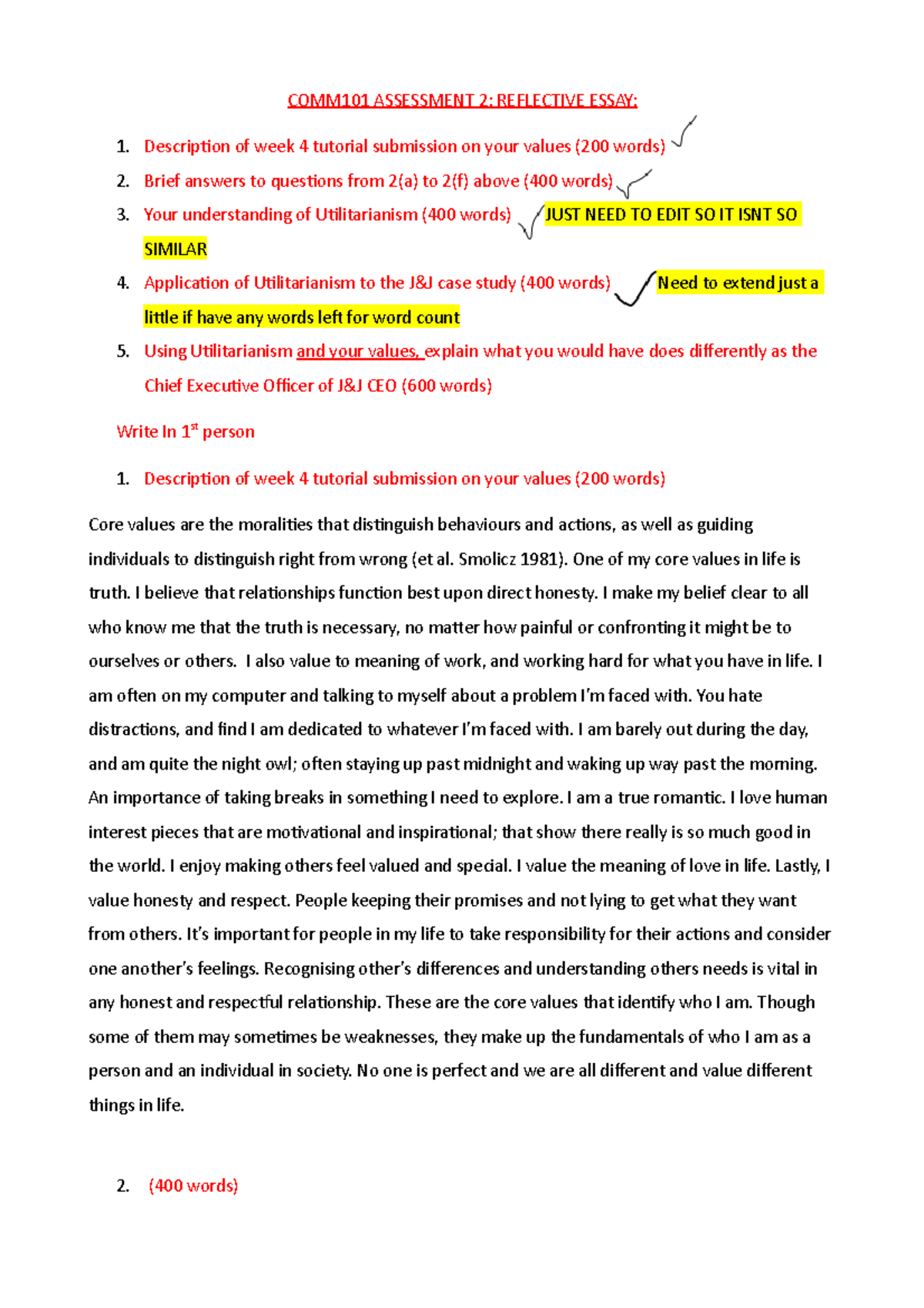 COMM101 Assessment 2 - tutorials - COMM101 ASSESSMENT 2: REFLECTIVE ...