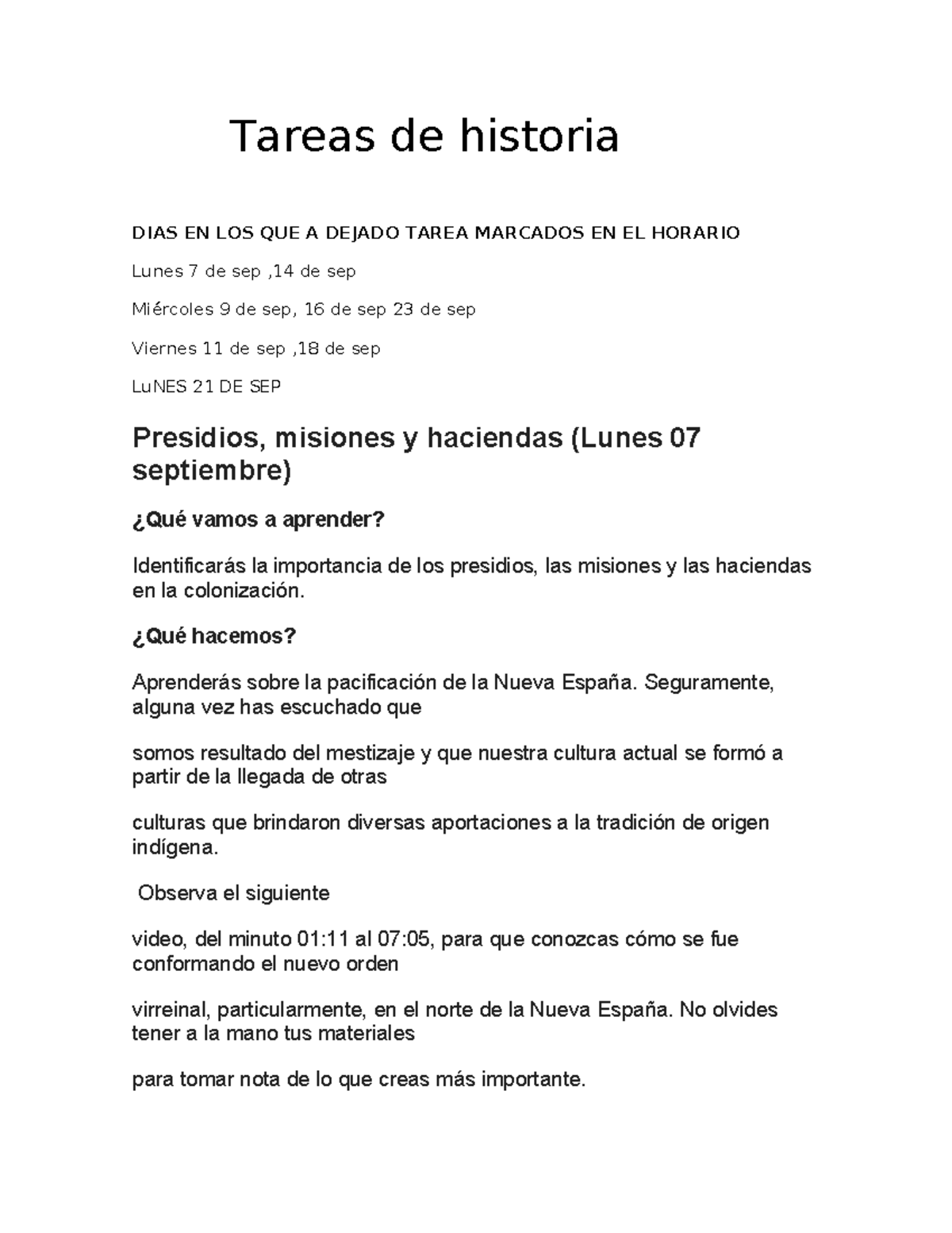 Tareas de historia - Tareas de historia DIAS EN LOS QUE A DEJADO TAREA ...
