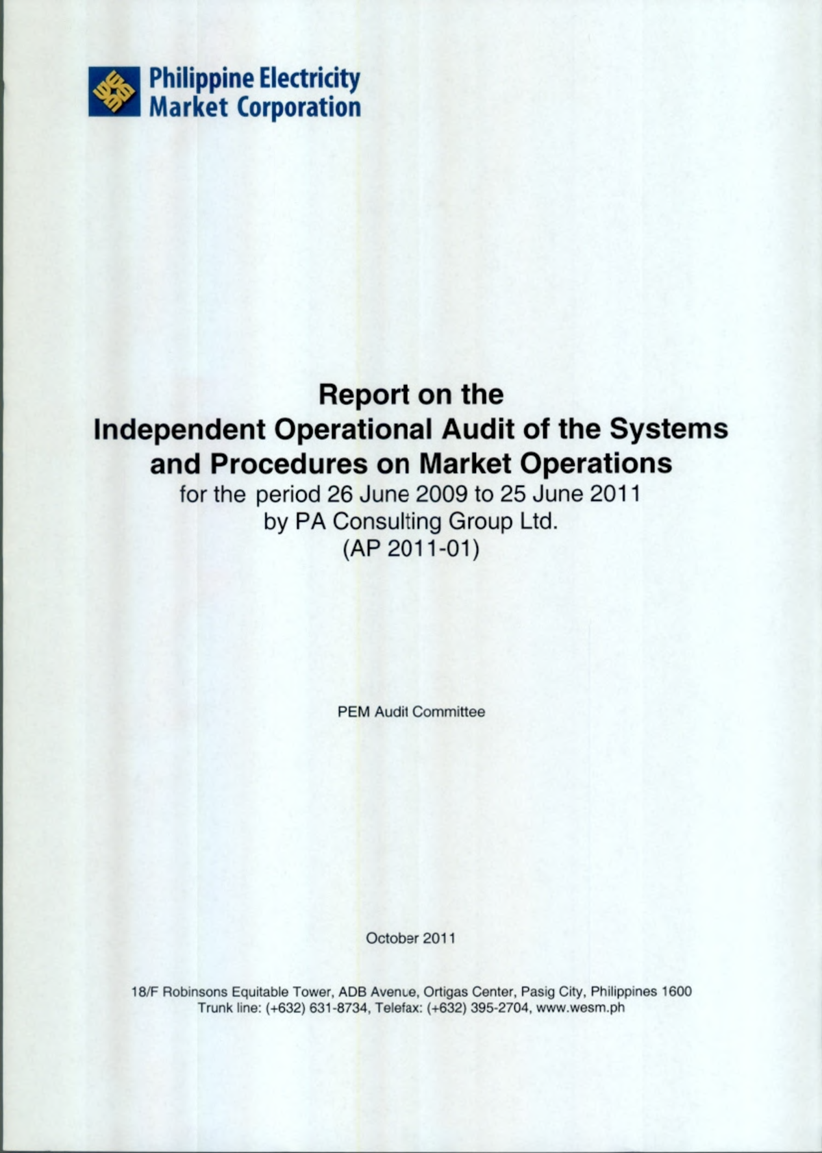 21-PAC Report on AP2011-01 1 - ####### Philippine Electricity ...