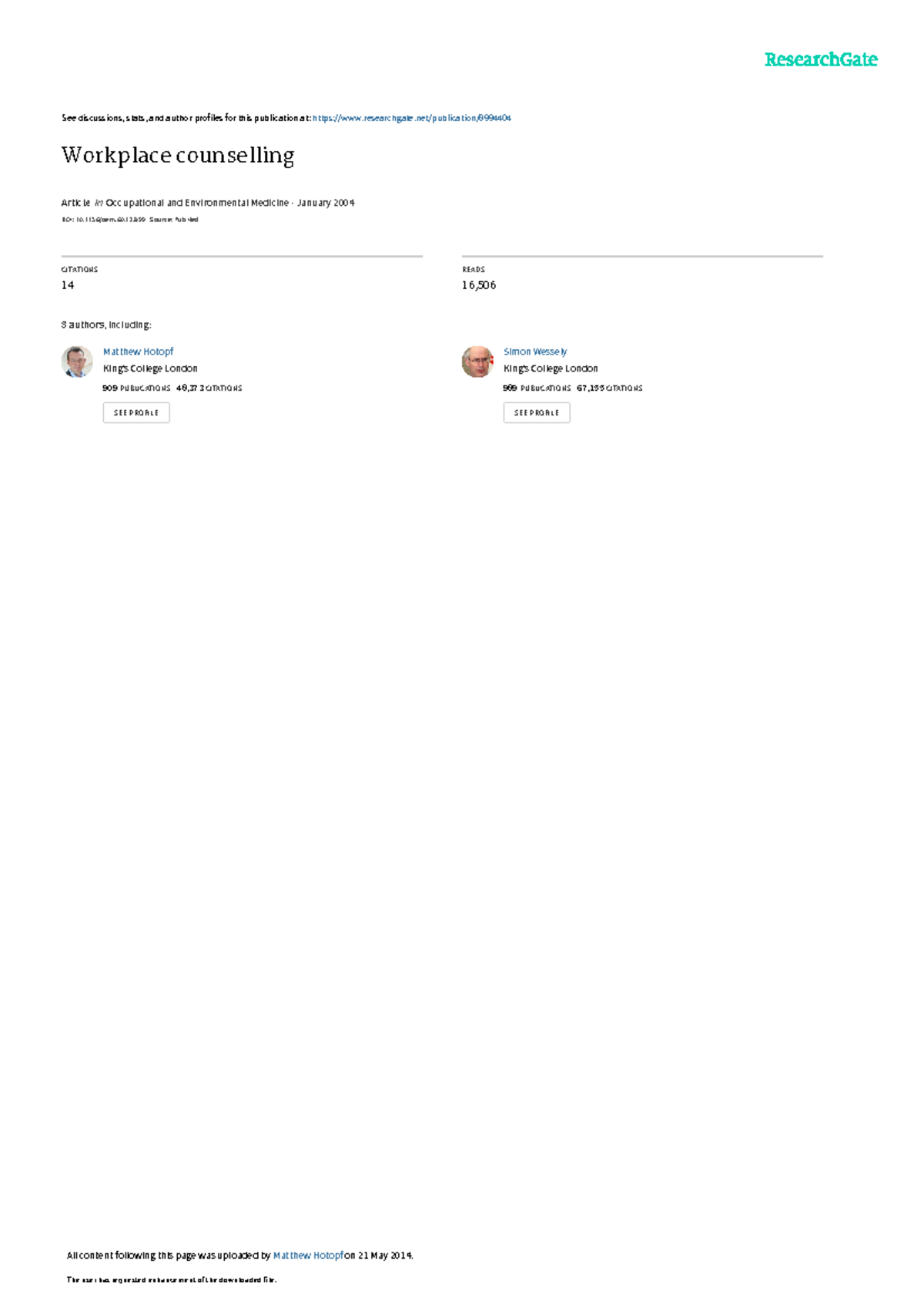 Workplace counselling - See discussions, stats, and author profiles for ...