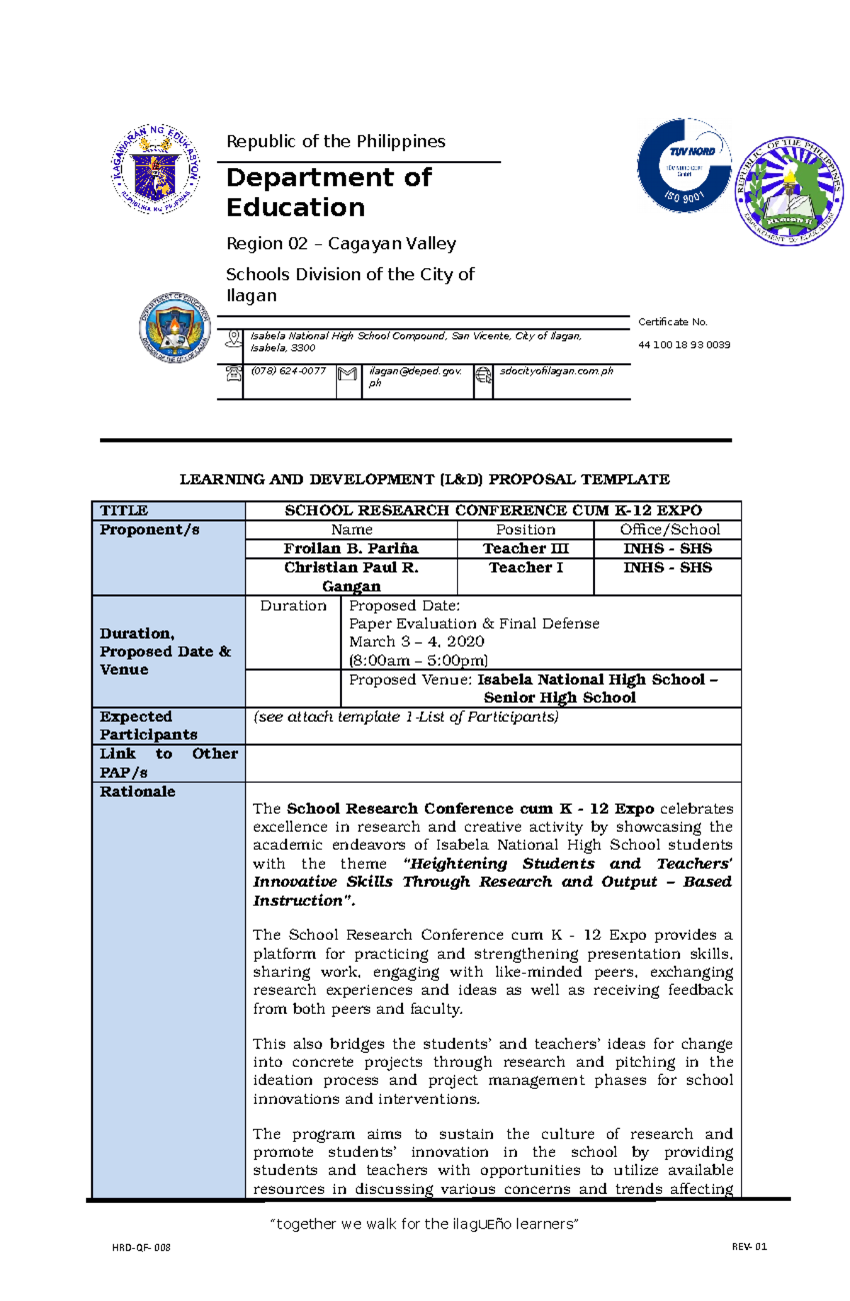 LD-PROPOSAL-TEMPLATE-2-1 for research - [ Republic of the Philippines ...