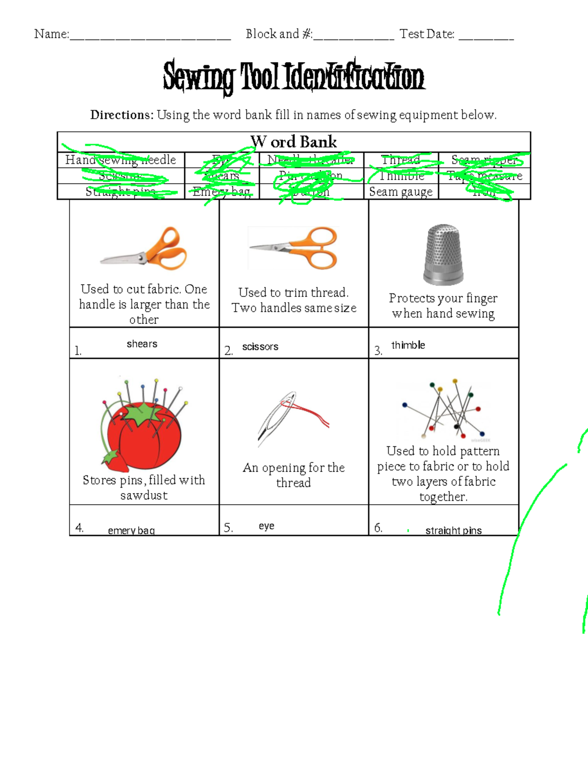 Steven Randall III - Deanne Mclellantuck - Sewing Tools Worksheets.pdf ...