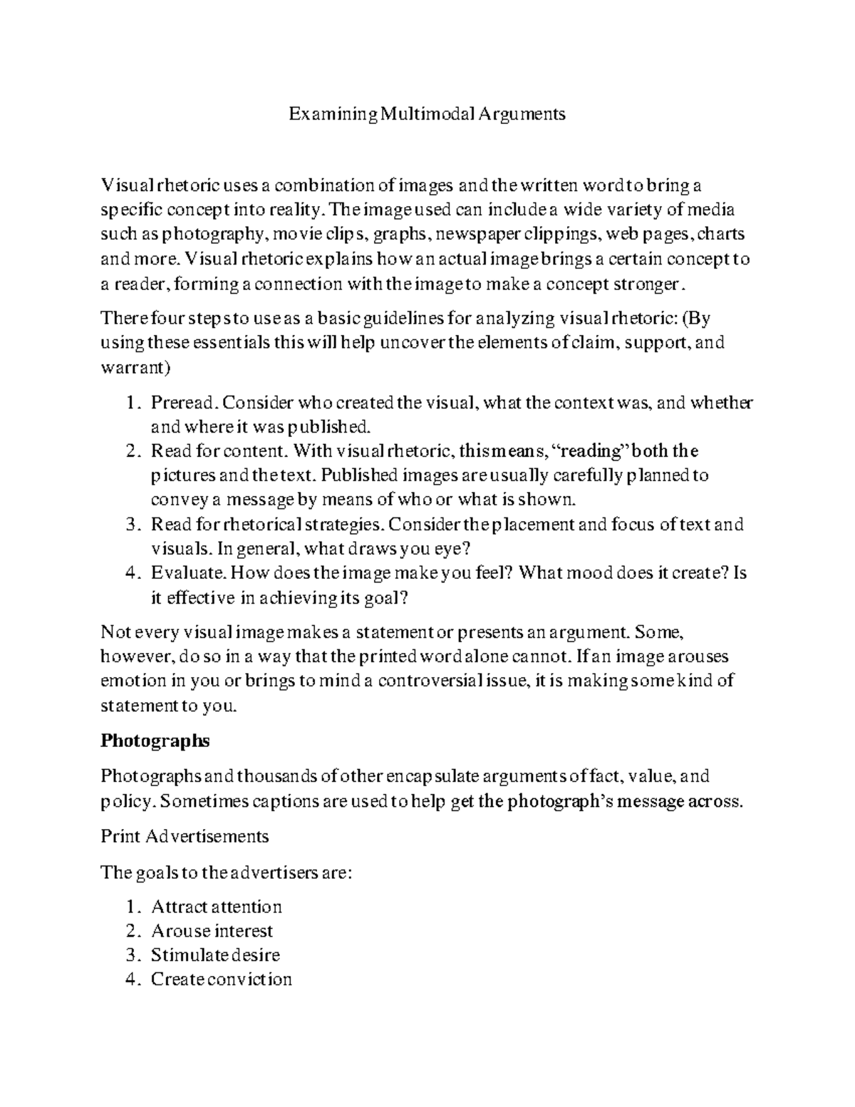 Visual Rhetoric - Mrs. Cain - Examining Multimodal Arguments Visual ...