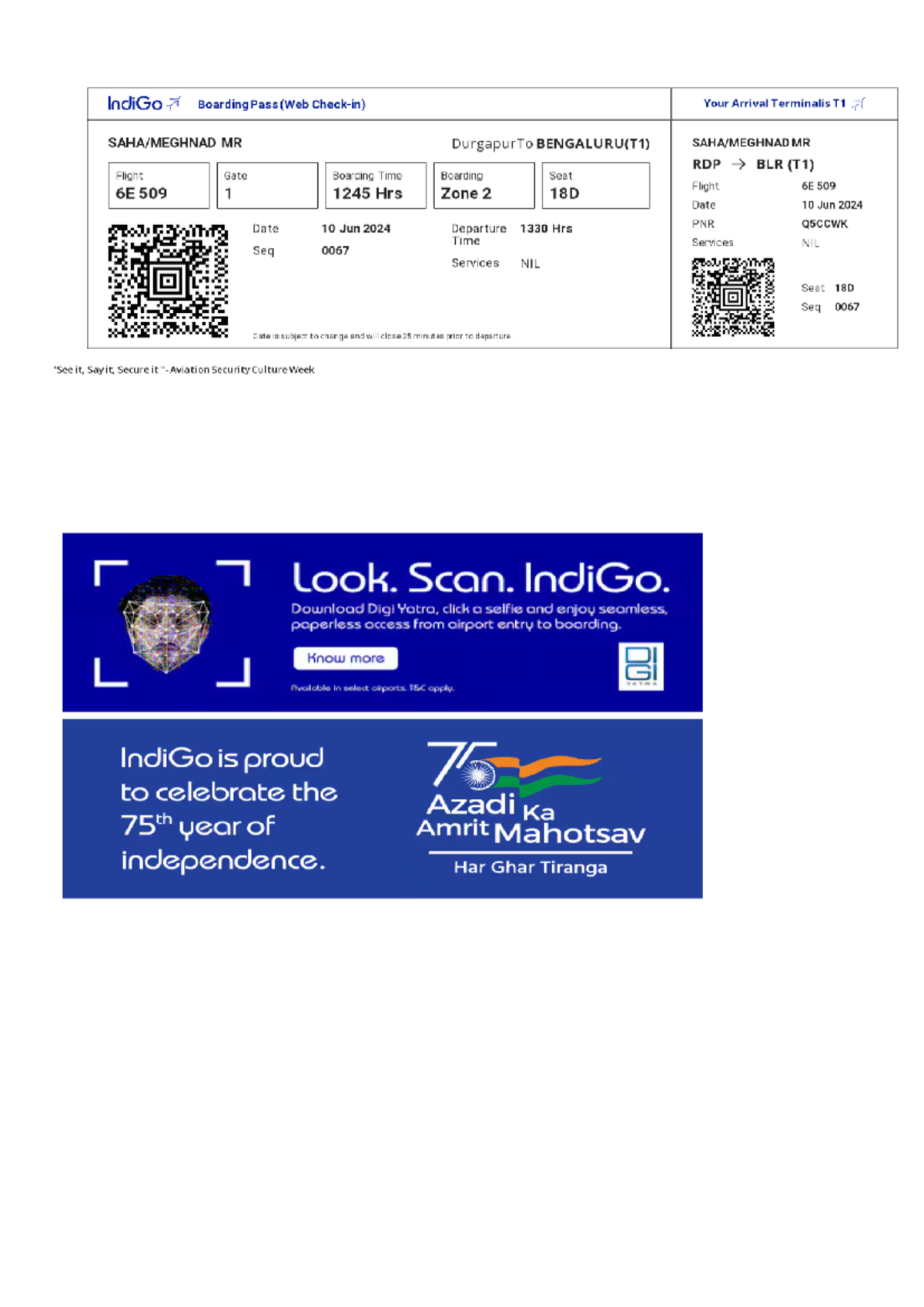Boarding Pass - Nana - IndiGo Boarding Pass (Web Your Arrival ...