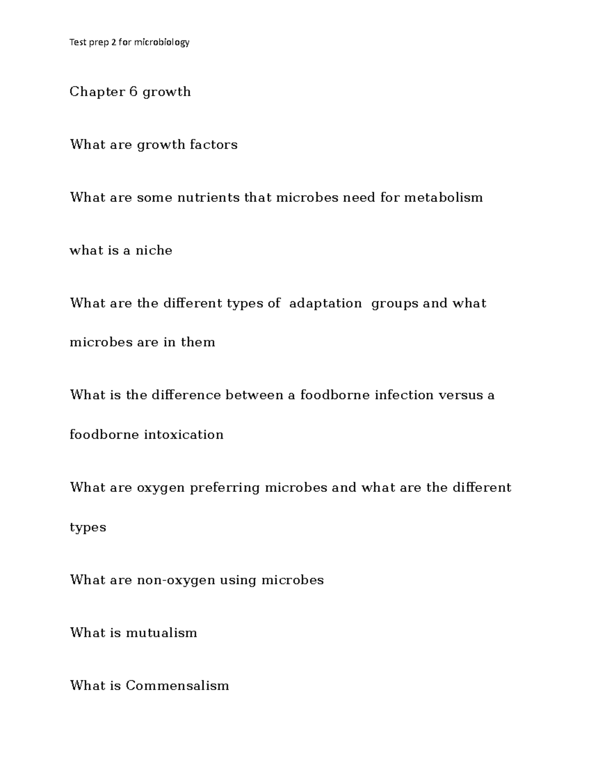 Test prep2 work sheet - Chapter 6 growth What are growth factors What ...