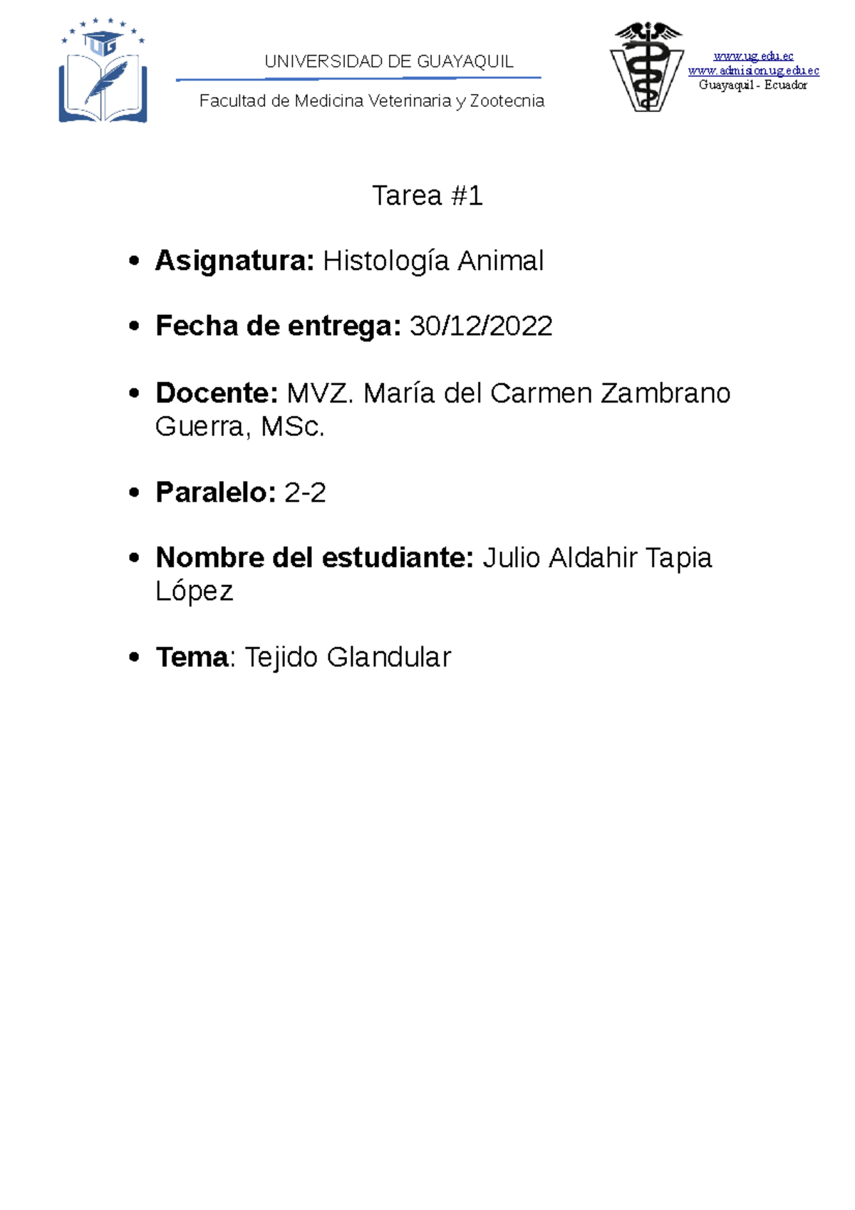 Entrenamientos - ug.edu admision.ug.edu Guayaquil - Ecuador UNIVERSIDAD ...