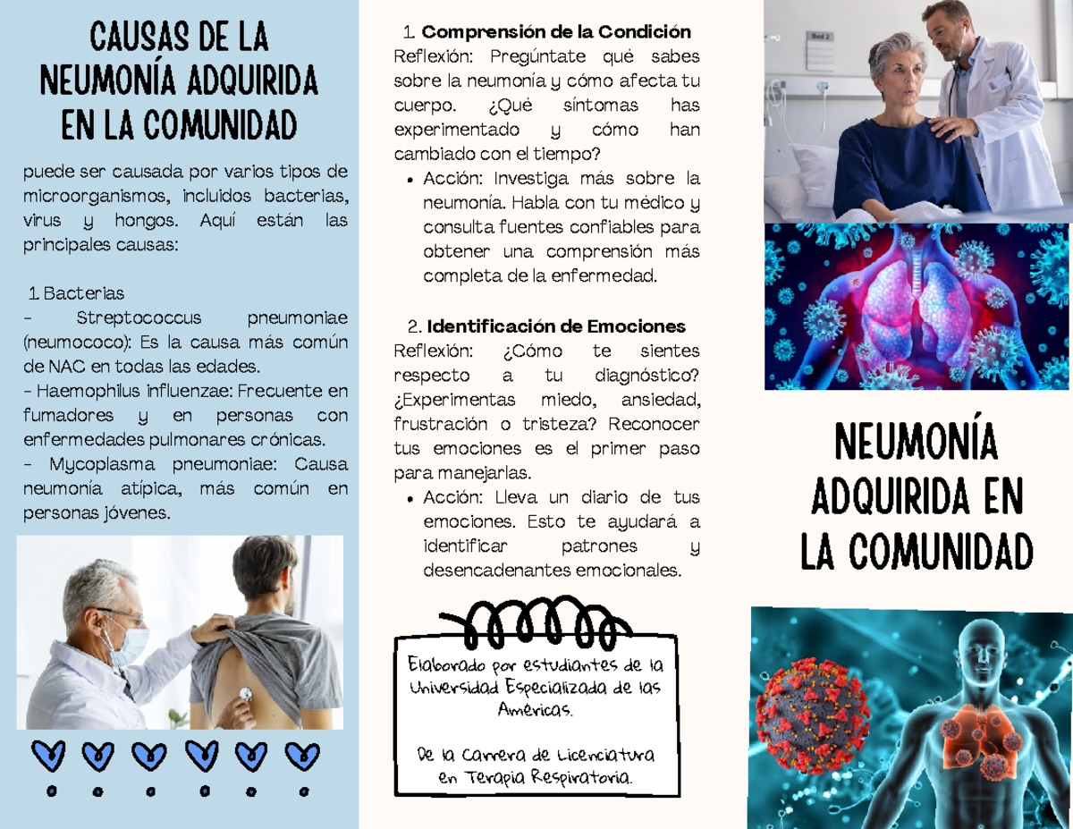 Triptico neumonia asociada a la comunidad - Elaborado por estudiantes ...