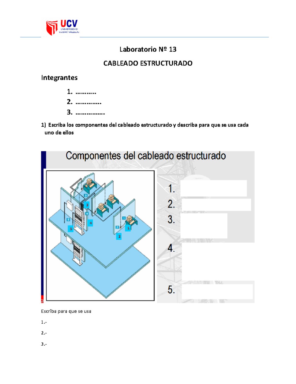 Laboratorio Nº 13 - cableado estructurado - Redes y Comunicación 1 - Laboratorio 13 CABLEADO ...