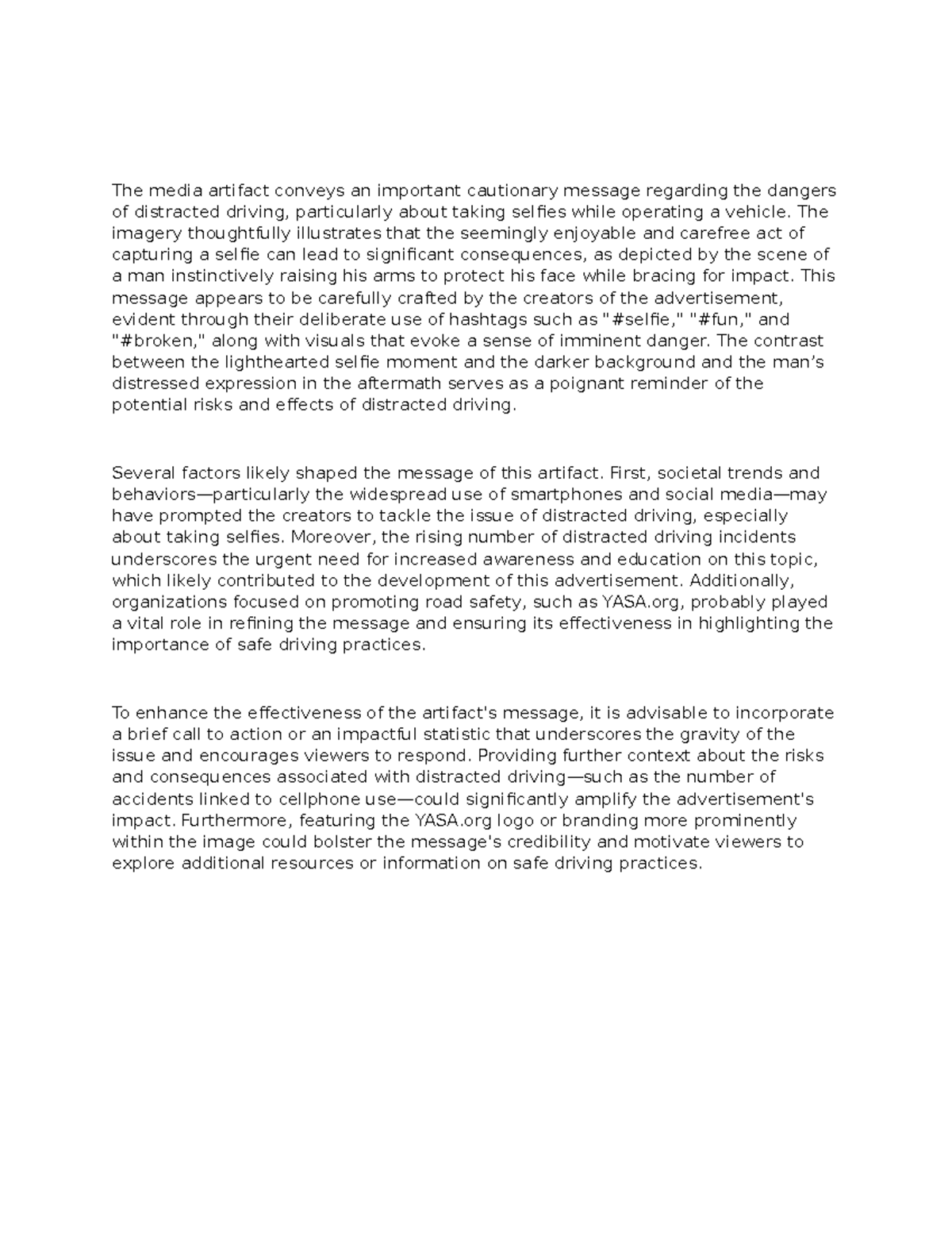 Com 130 module 3 journal - The media artifact conveys an important ...