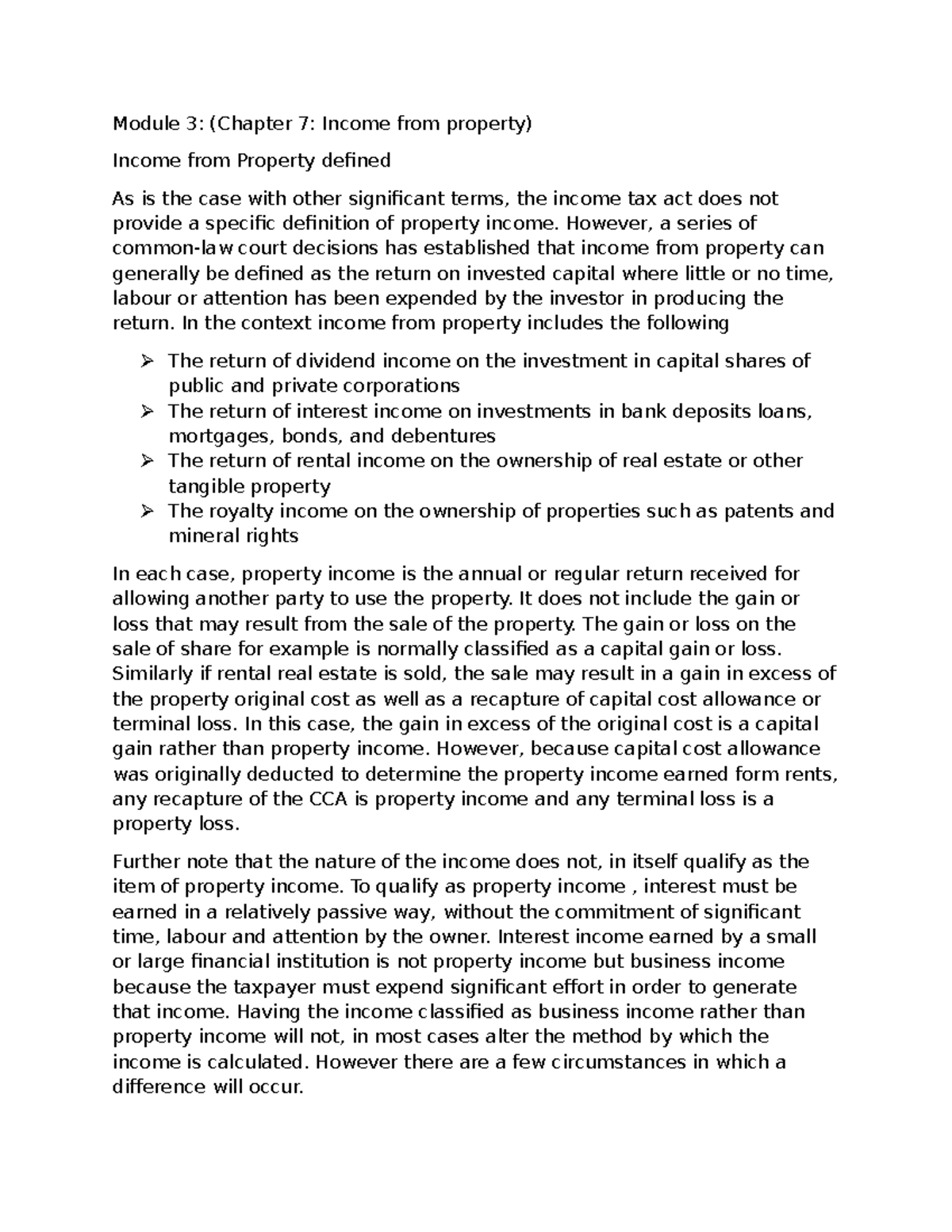 Module 3(Chapter 7) - notes - Module 3: (Chapter 7: Income from ...