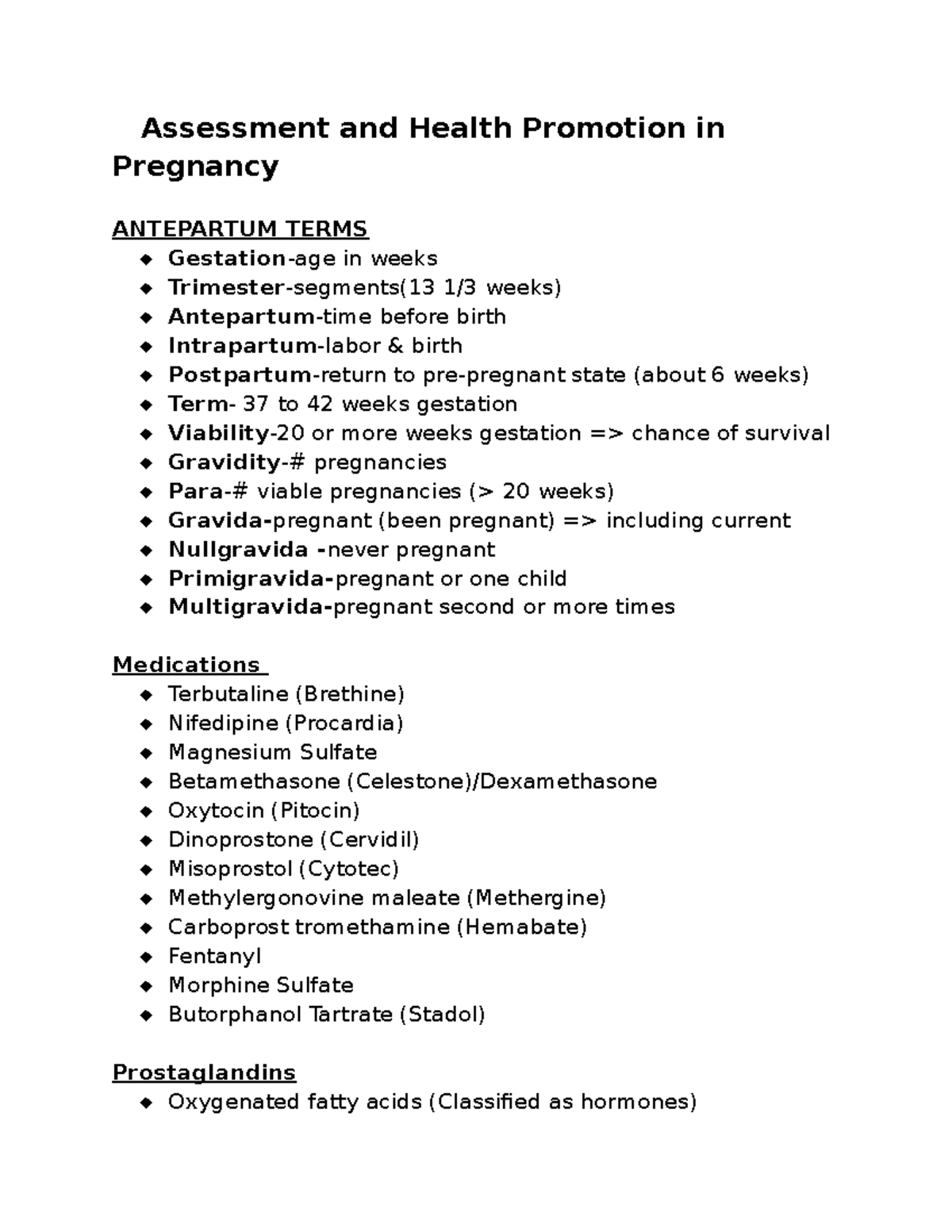 Assessment and Health Promotion in Pregnancy - Assessment and Health ...