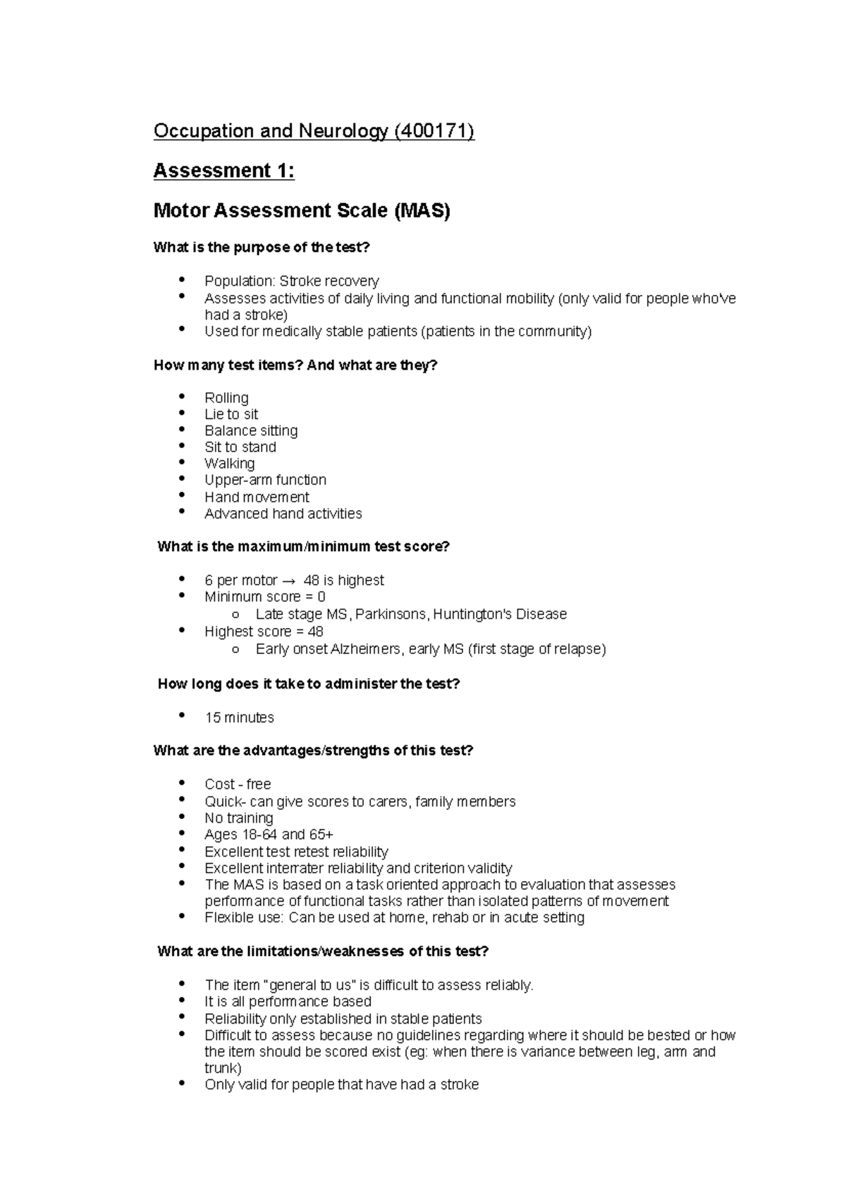 Occupational Neuro Week 3 - Occupation and Neurology (400171 ...