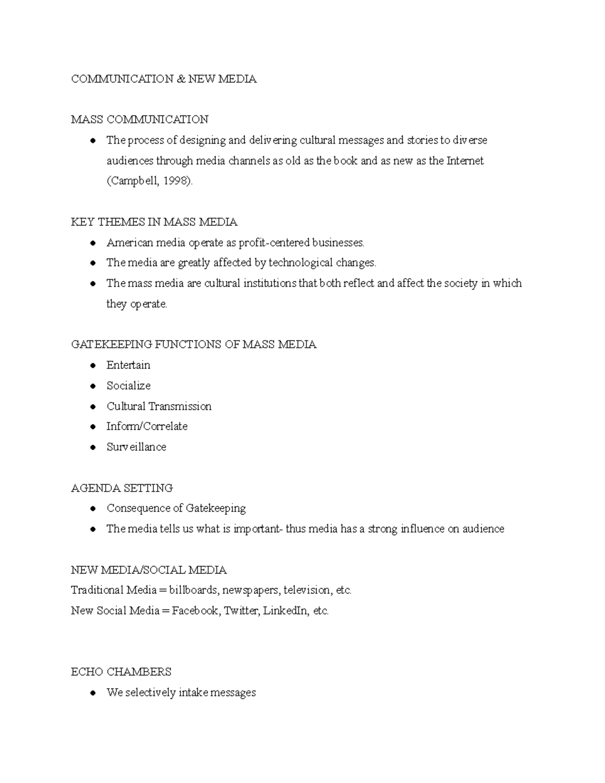 M7 - comm & New Media - Textbook Notes for Karen Anderson Lain ...